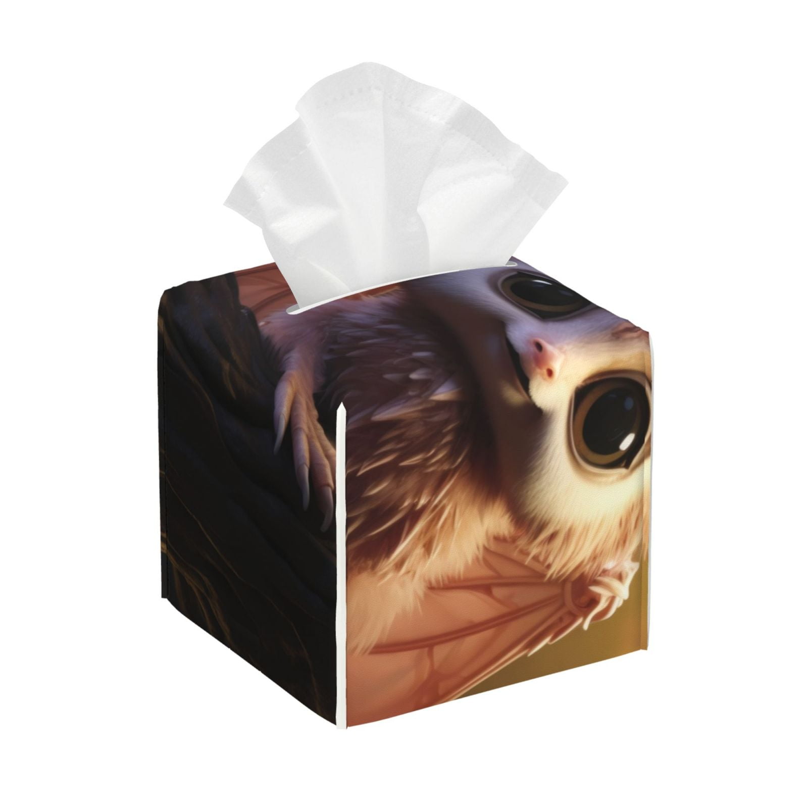 Susaid Adorable Fluffy Bat Print PU Leather Tissue Box Cover, Square ...