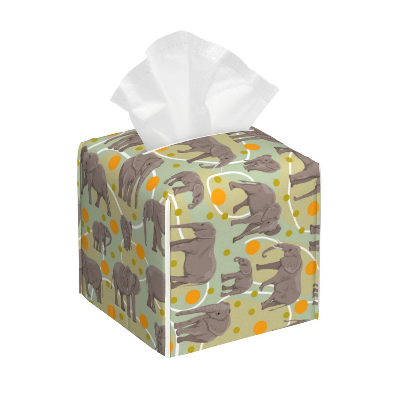 Susaid African bush elephant Print PU Leather Tissue Box Cover, Square ...