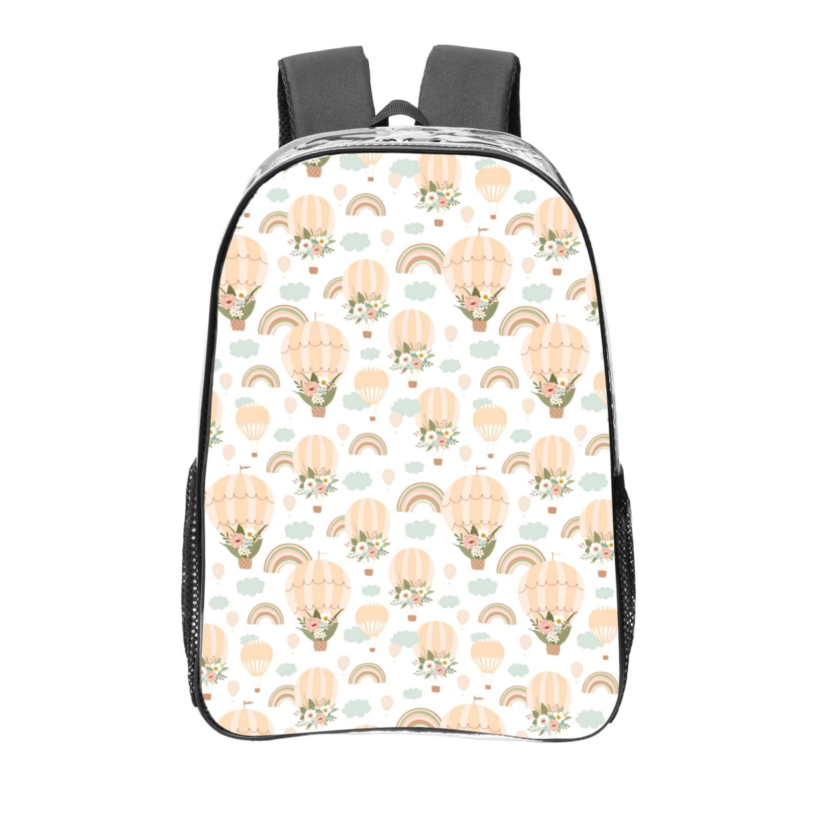 Susaid Air Balloon and Flower Print Clear Backpack See Through ...