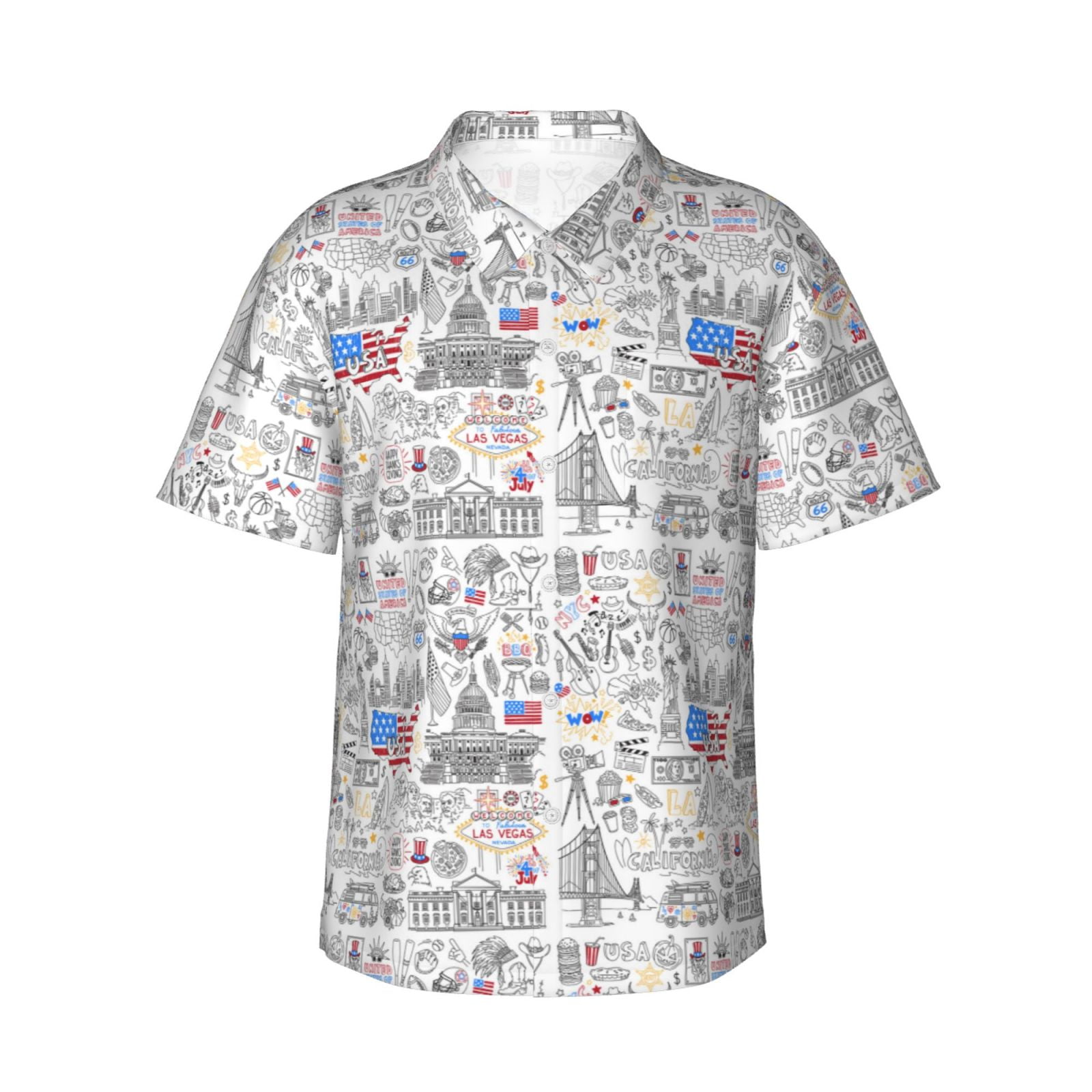 Susaid America Landmarks2 Print Hawaiian Shirts for Men Women,Hawaiian ...