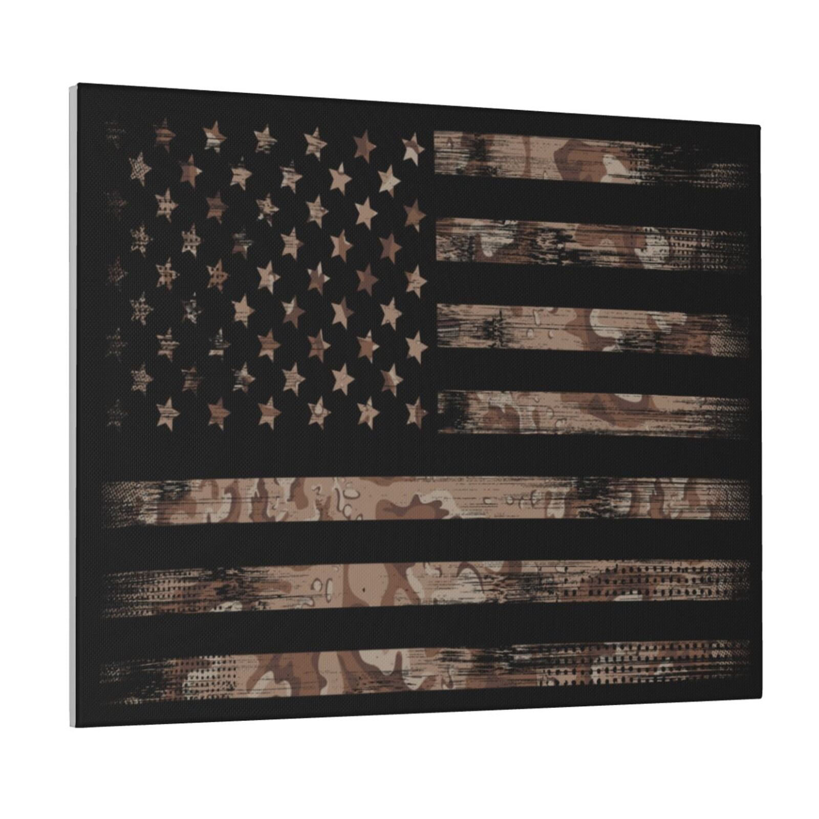 Susaid American Flag with Desert Camouflage Pattern Canvas Wall Decor ...