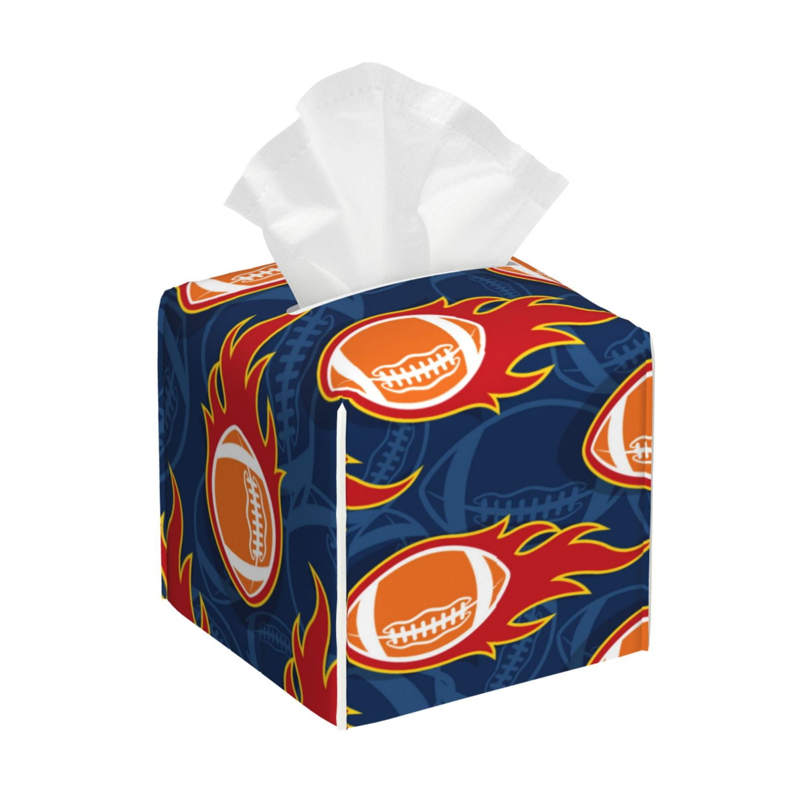 Susaid American Football and Fire Flames Print PU Leather Tissue Box ...