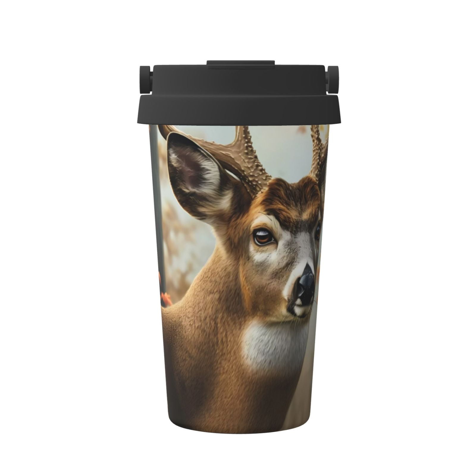 Susaid American Wildlife Deer Forest Print Coffee Travel Mug, Insulated ...