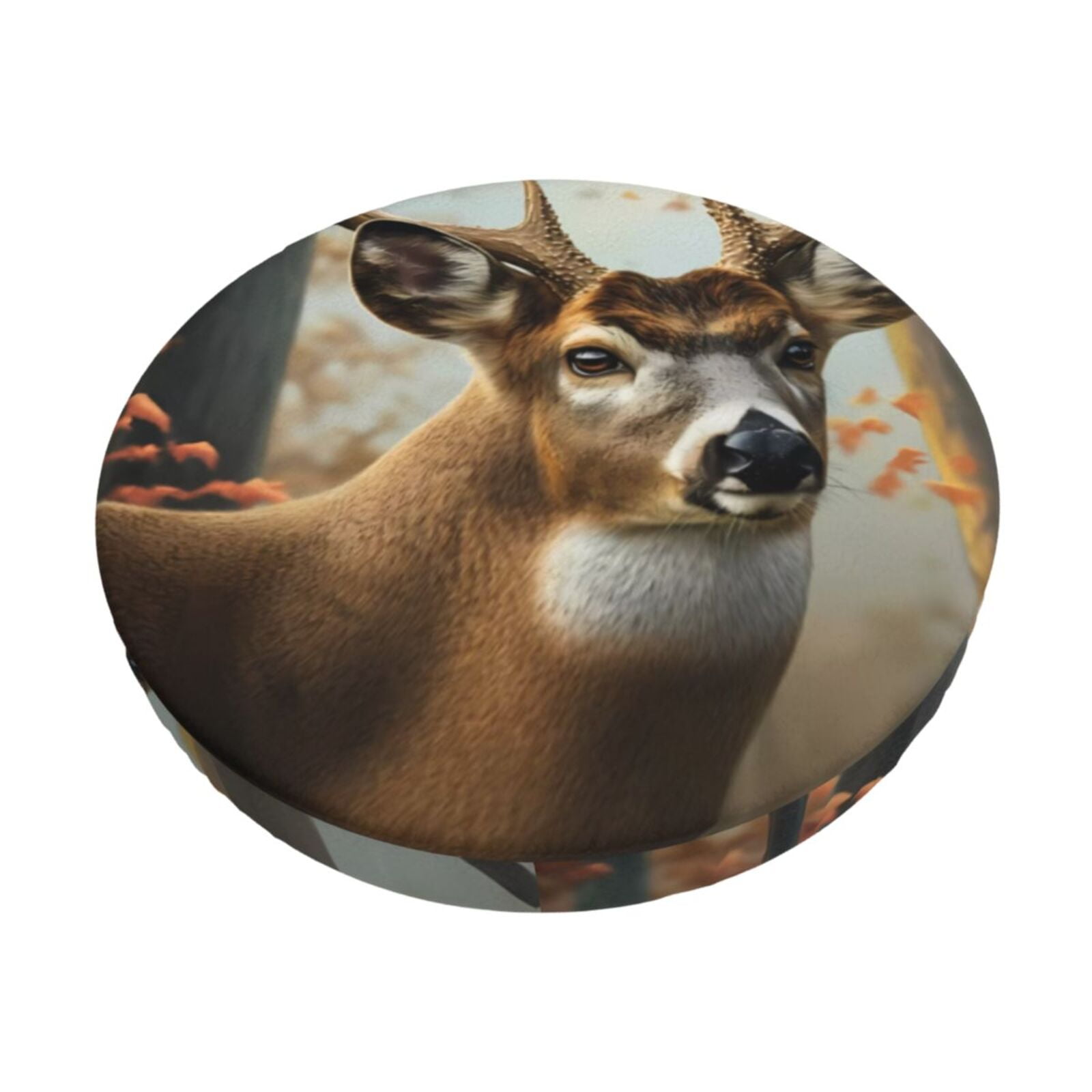 Susaid American Wildlife Deer Forest Print Elastic Bar Stool Cover ...