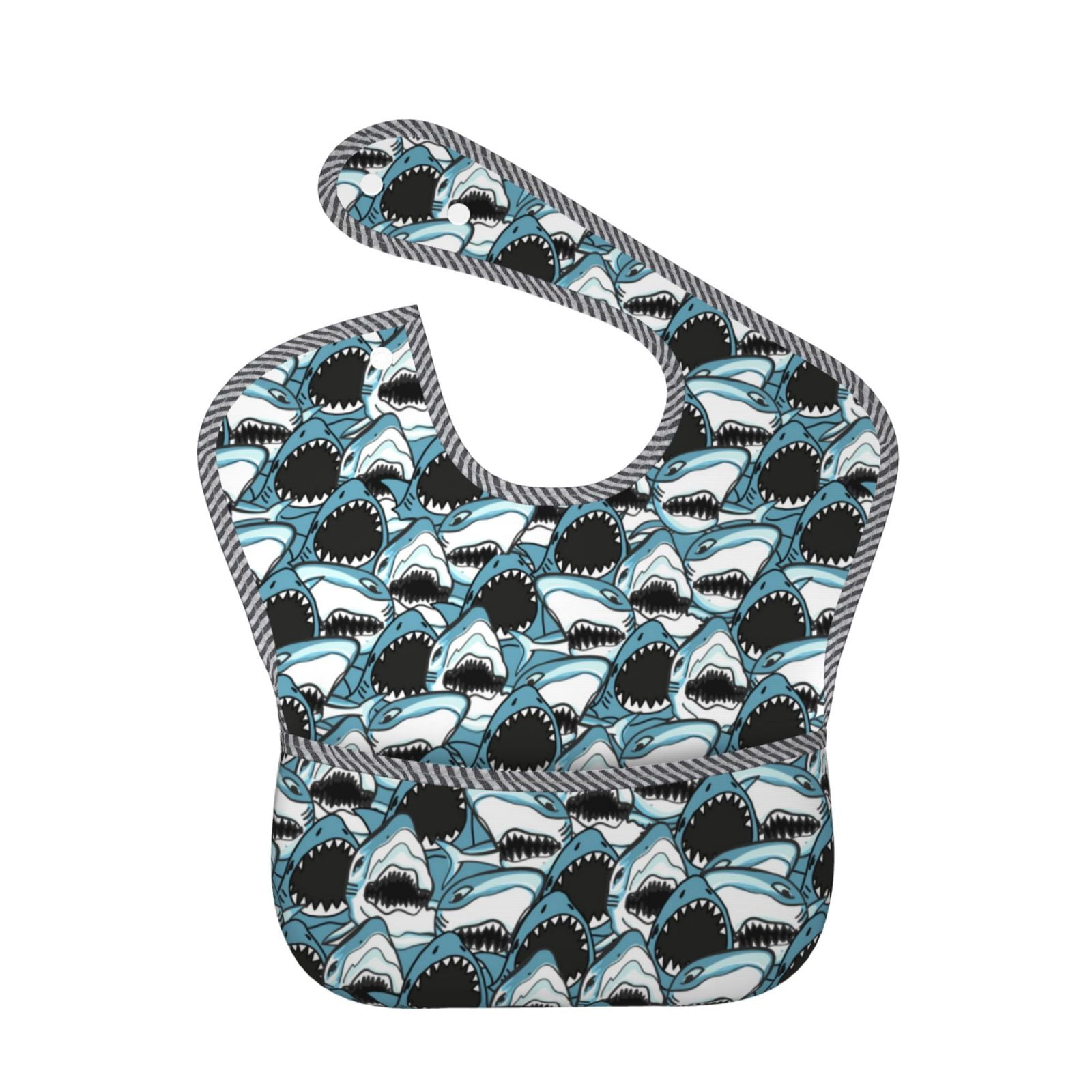 Susaid Angry Shark Print Bibs for Babies Toddlers Adjustable Waterproof ...