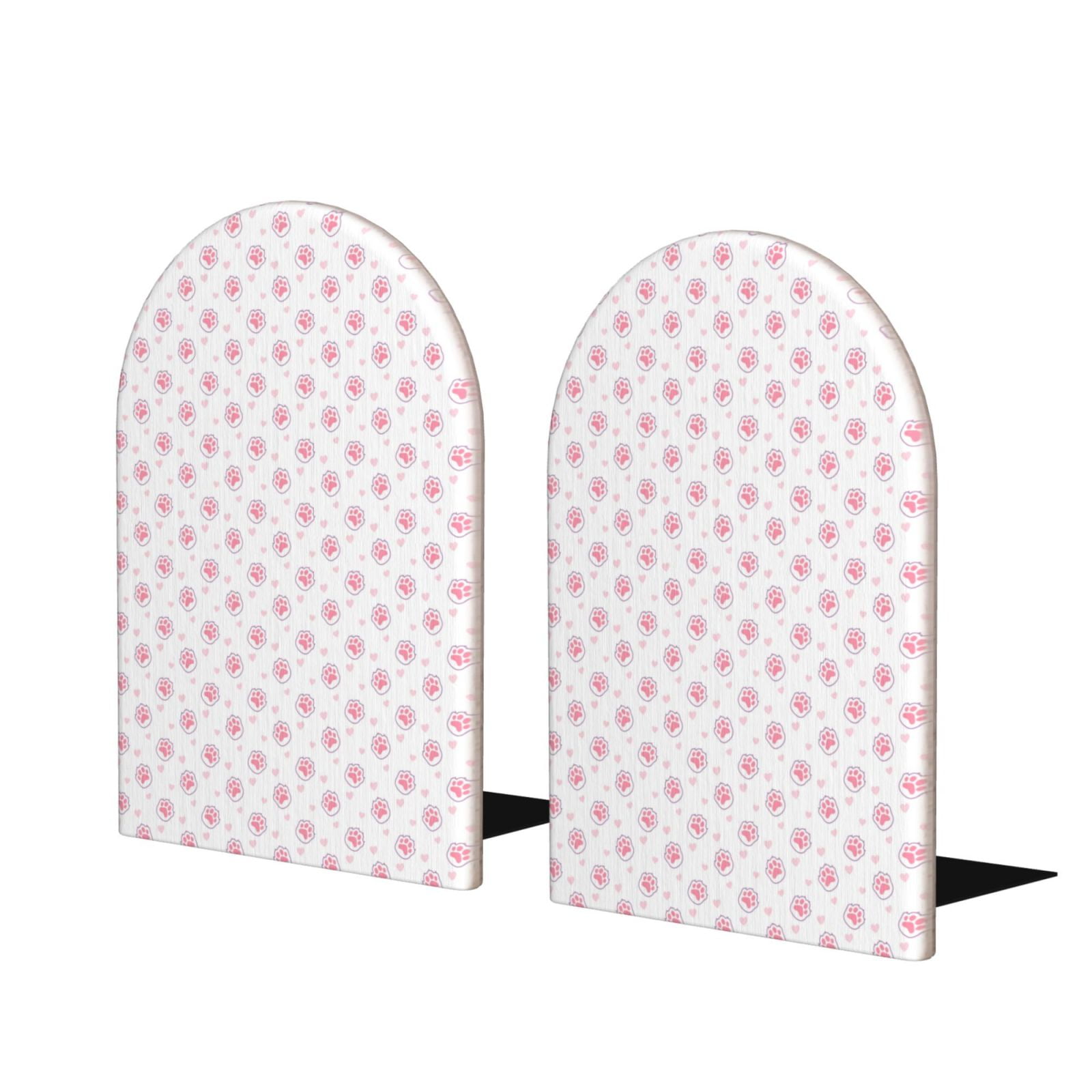 Susaid Animal Pink Color Paw Print Wooden Bookends Decorative Book Ends ...