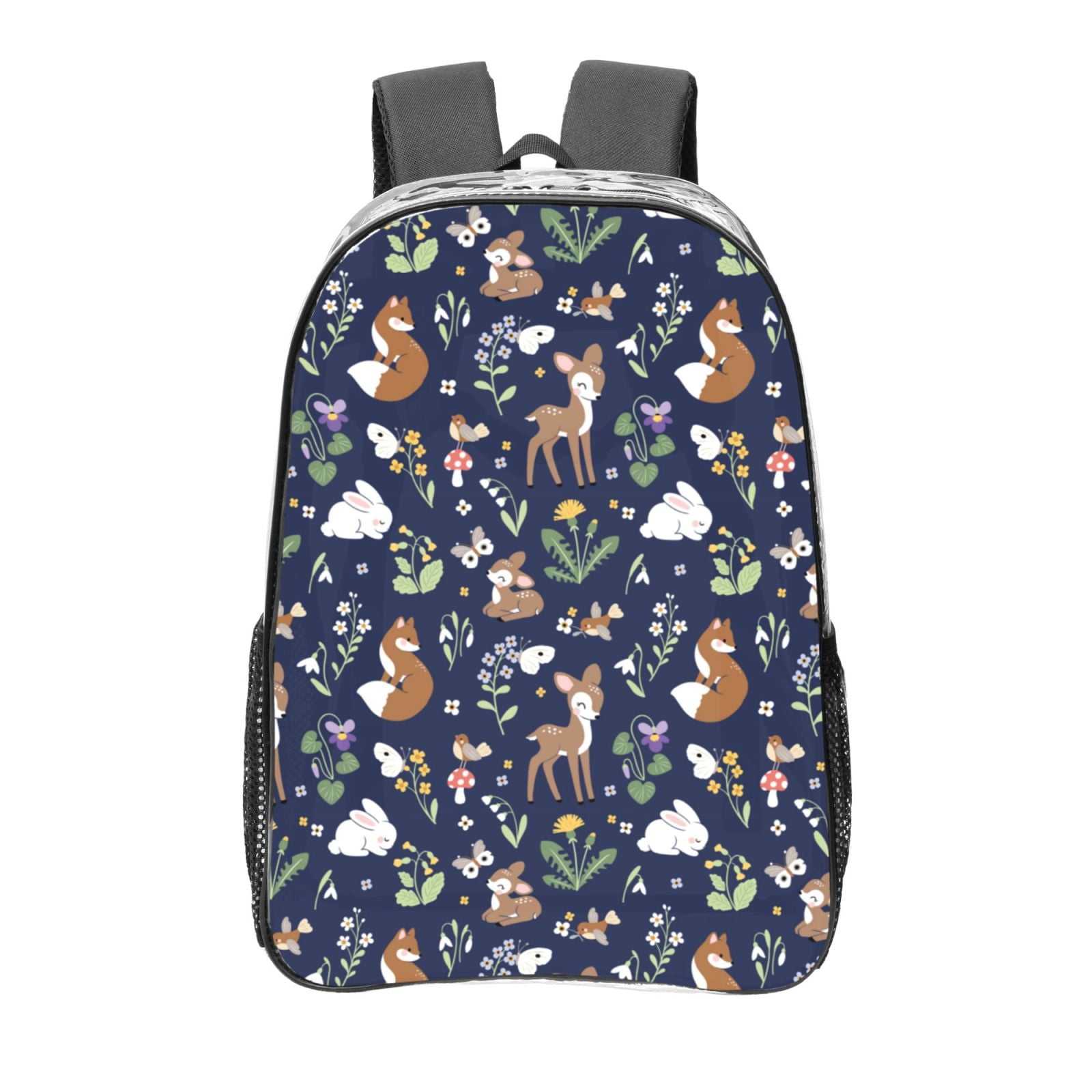 Susaid Animals And Wildflowers Print Clear Backpack See Through ...