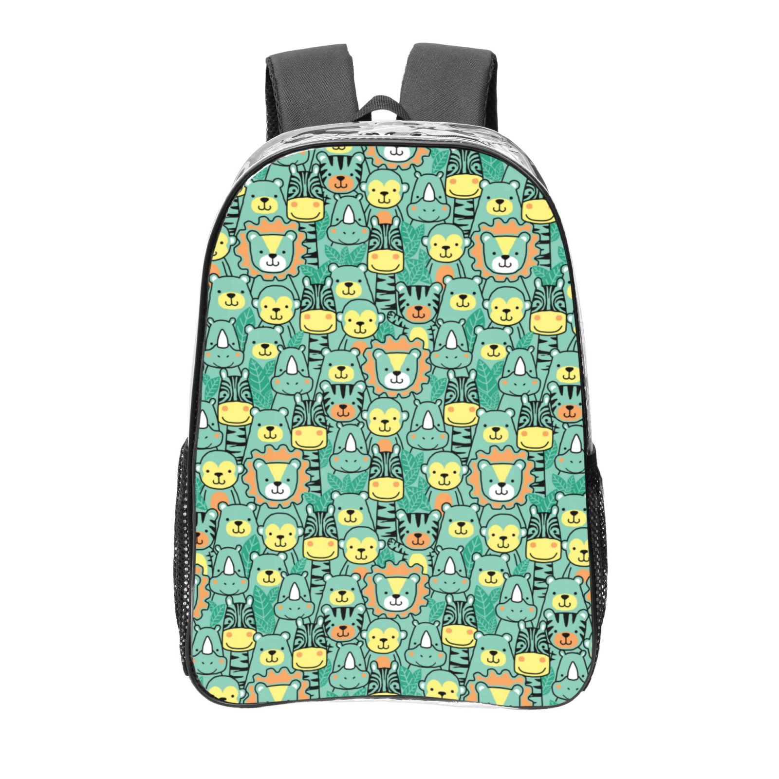 Susaid Animals with Leaf Print Clear Backpack See Through Transparent ...