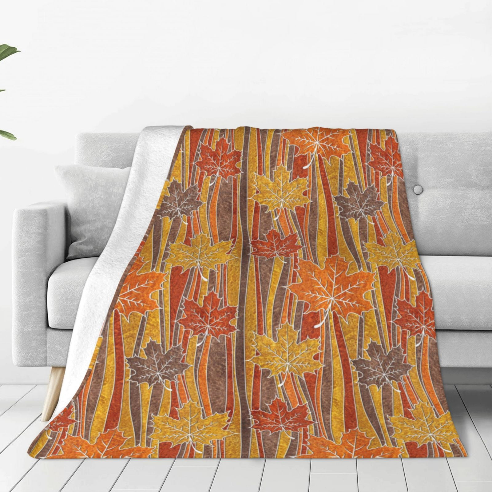 Susaid Autumn Maple Leaf Stripes Print Microfiber Cleaning Cloth, Multi ...