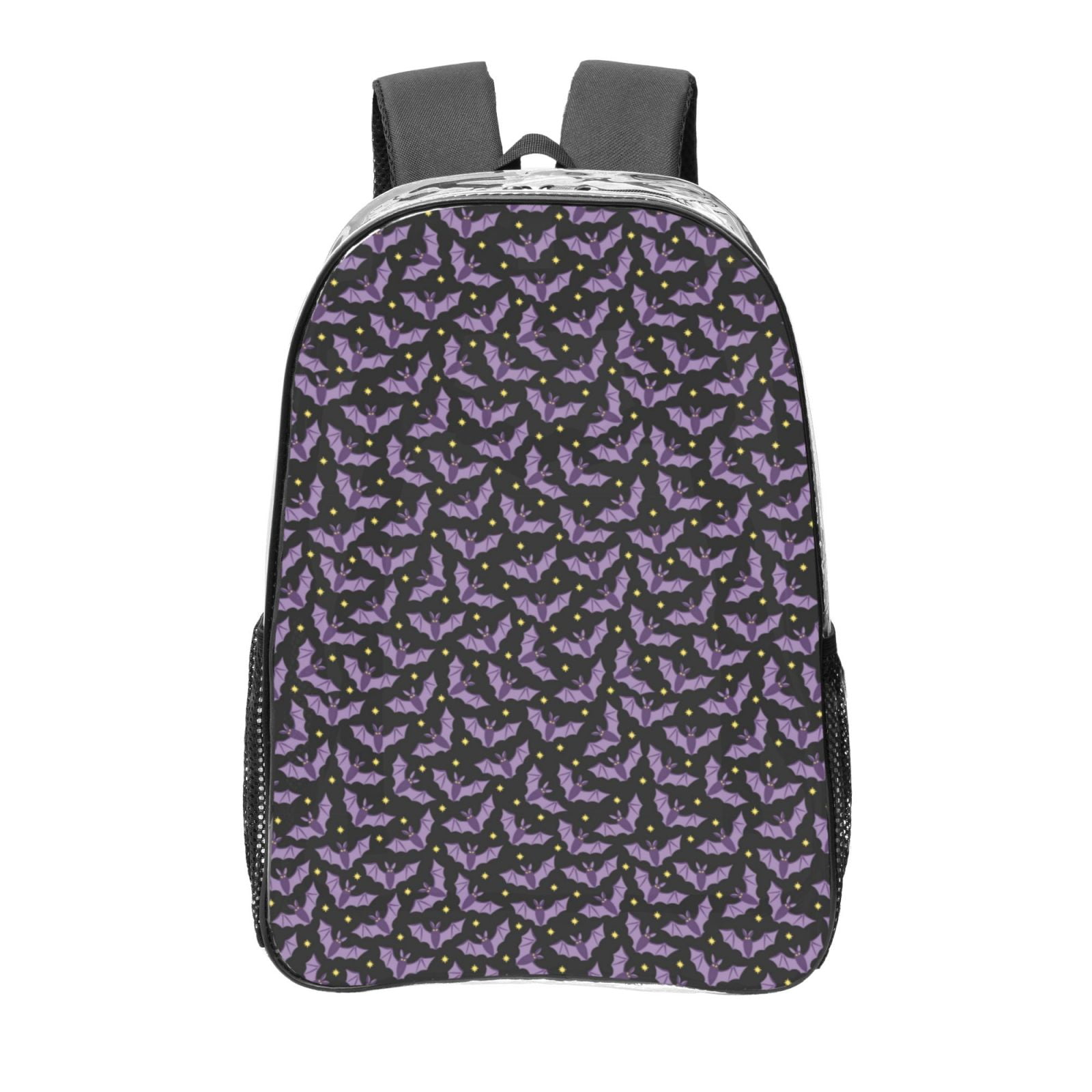 Susaid Bat Purple Print Clear Backpack See Through Transparent Plastic ...