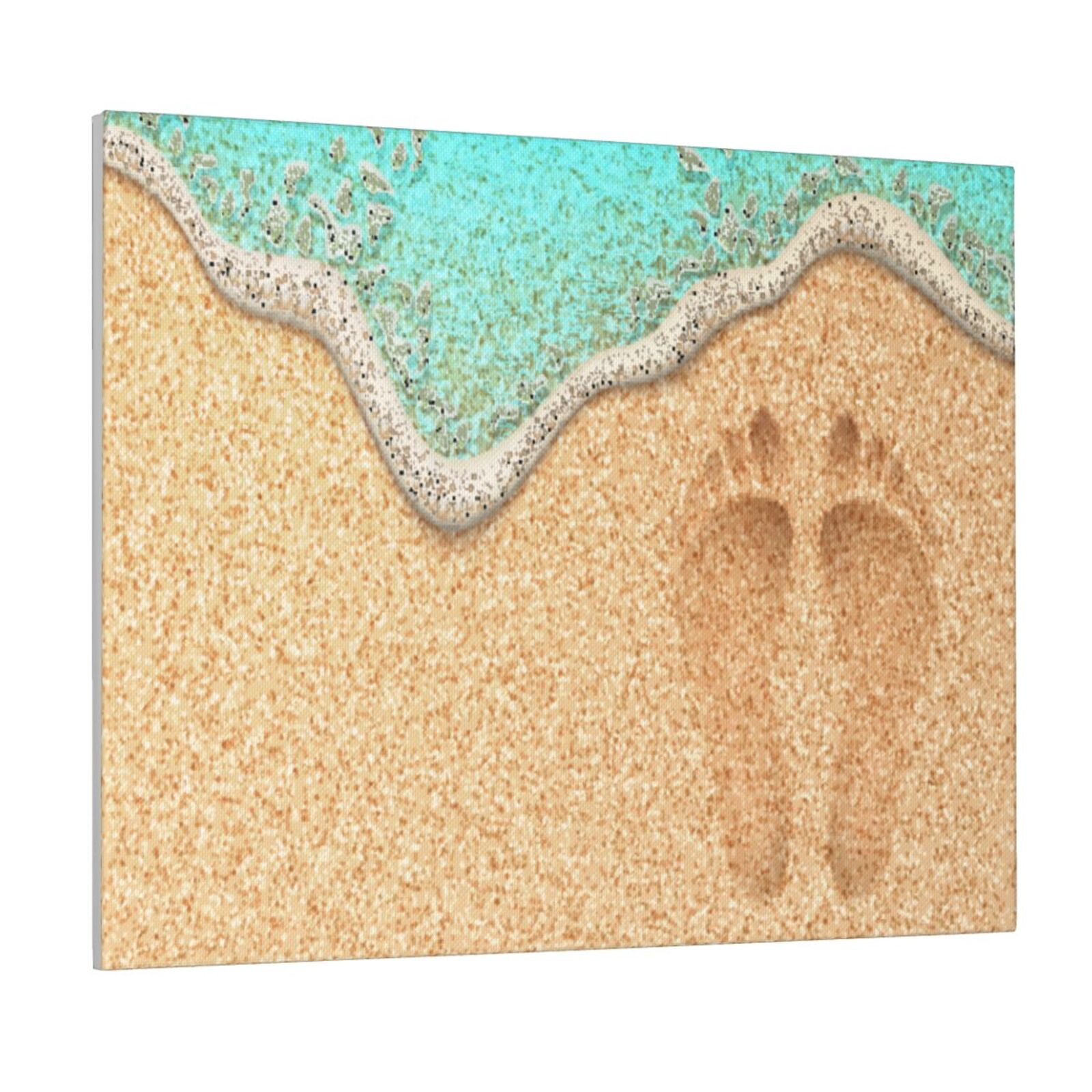 Susaid Beach Footprint Pattern Canvas Wall Decor Poster Framed Artwork ...