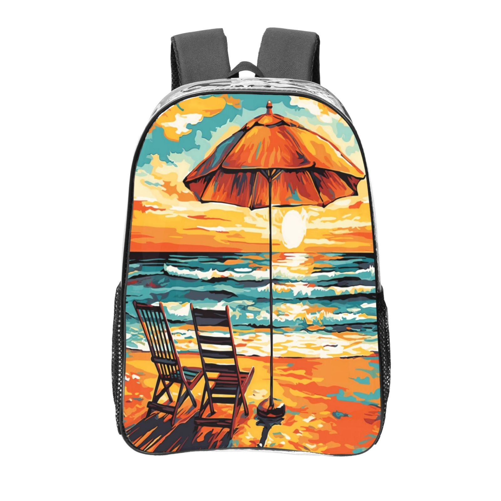 Susaid Beach Umbrella Sunset Print Clear Backpack See Through ...