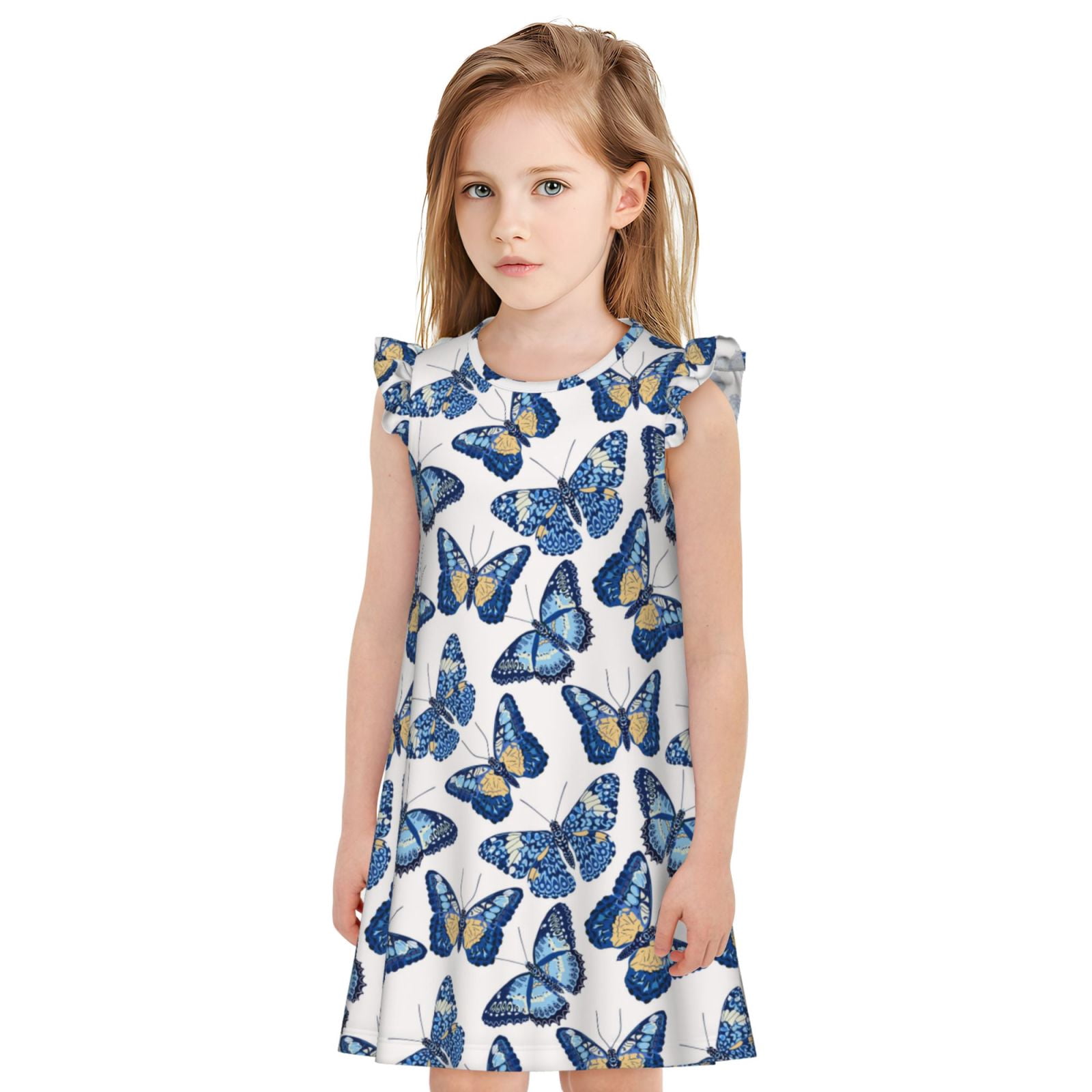 Susaid Beautiful Butterflies Print Printed Girls' Nightgowns, Soft ...