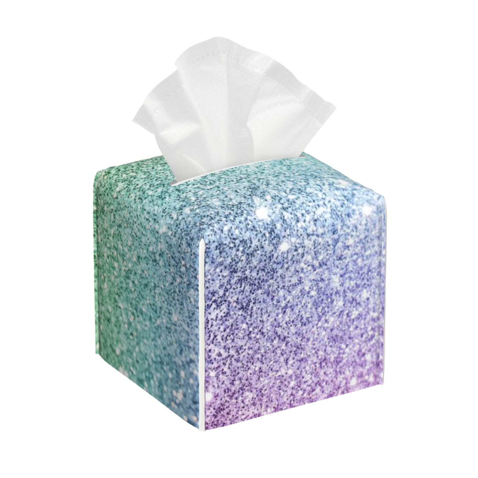 Susaid Beautiful Glitter Print PU Leather Tissue Box Cover, Square ...