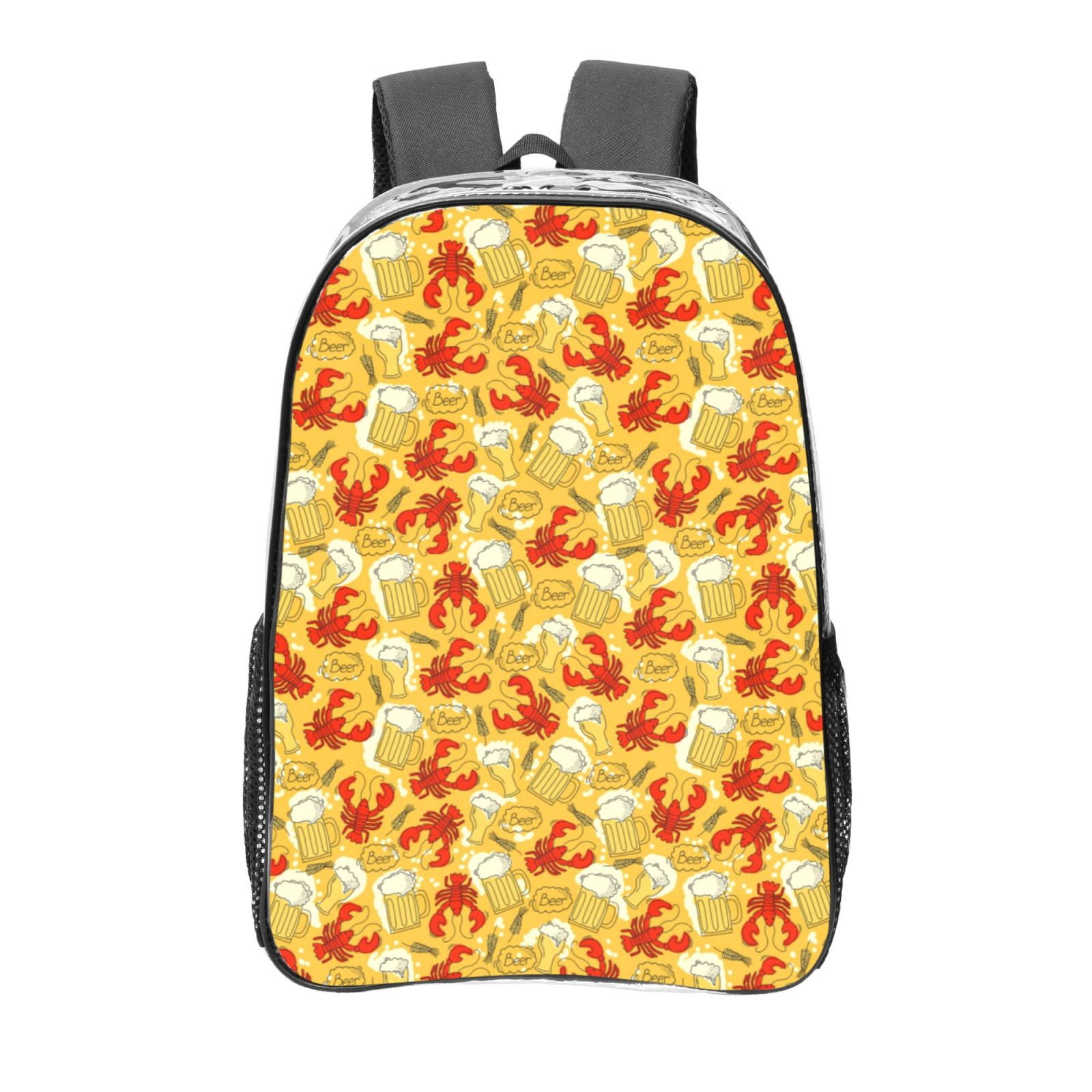 Susaid Beer And Crawfish Print Clear Backpack See Through Transparent ...