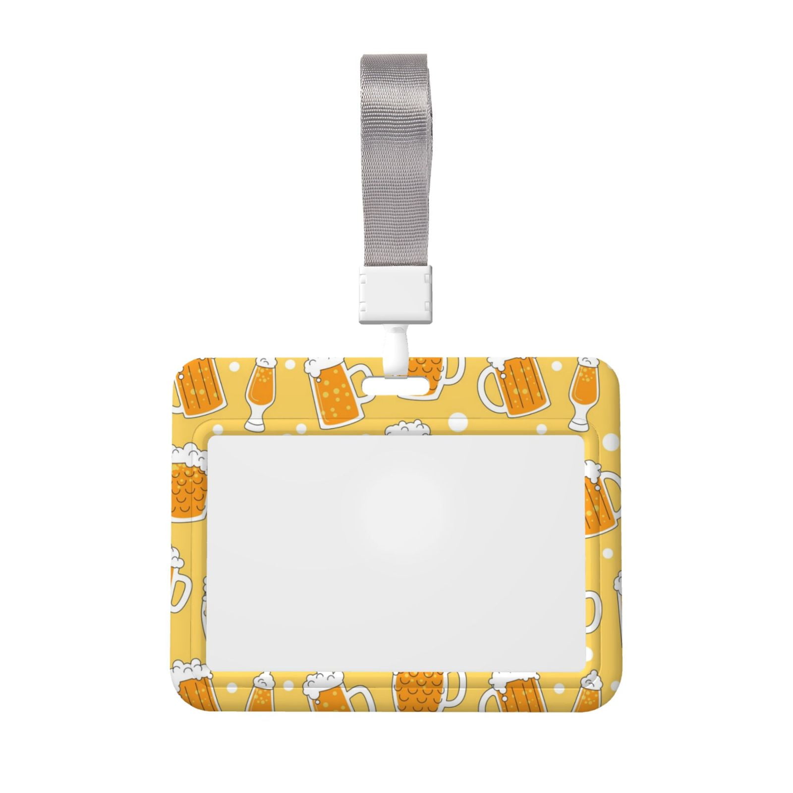 Susaid Beer Print ID Badge Holder with Double-Sided Windows Horizontal ...