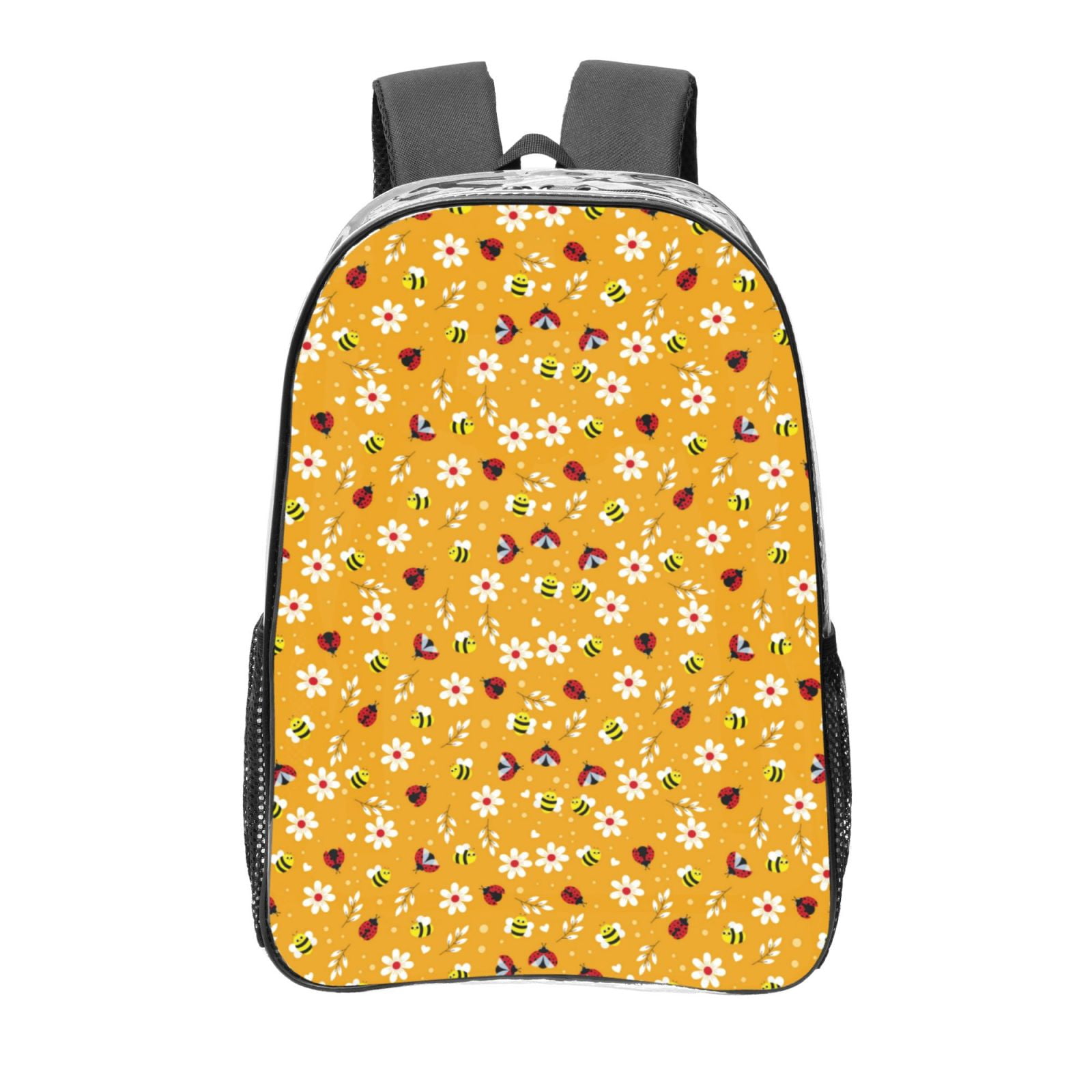 Susaid Bees And Ladybug Print Clear Backpack See Through Transparent ...