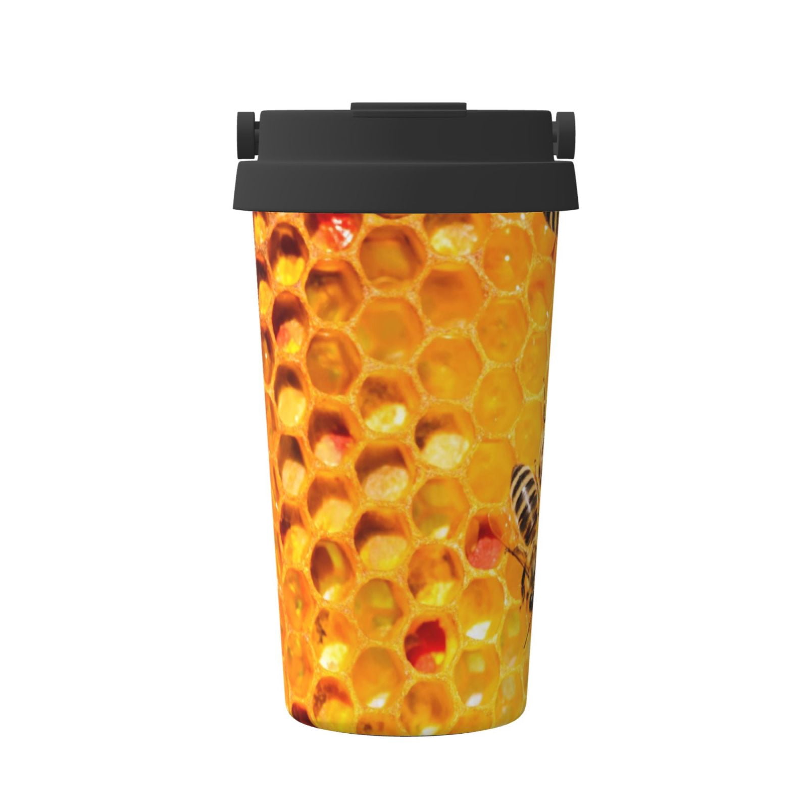 Susaid Bees on Hive Honeycomb Print Coffee Travel Mug, Insulated Coffee ...