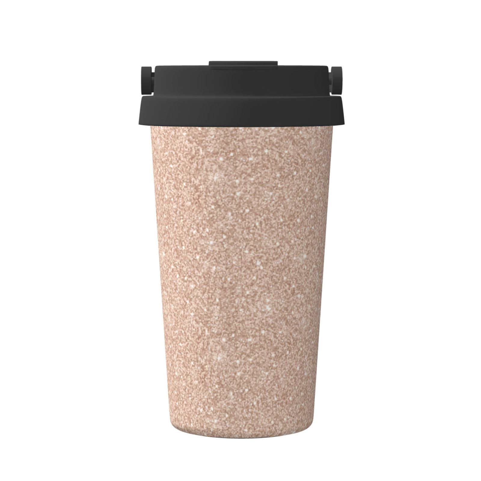 Susaid Beige Sparkling Glitter Print Coffee Travel Mug, Insulated ...