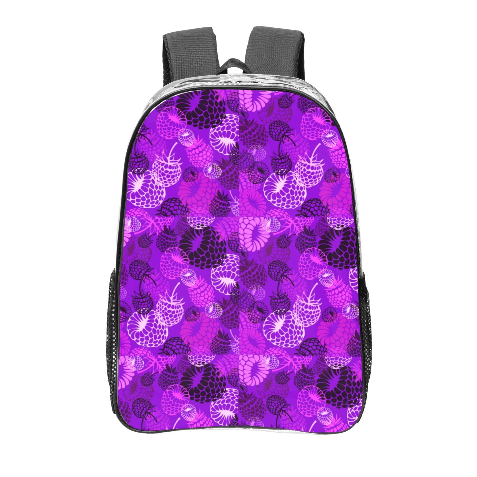 Susaid Berry Raspberry Print Clear Backpack See Through Transparent ...