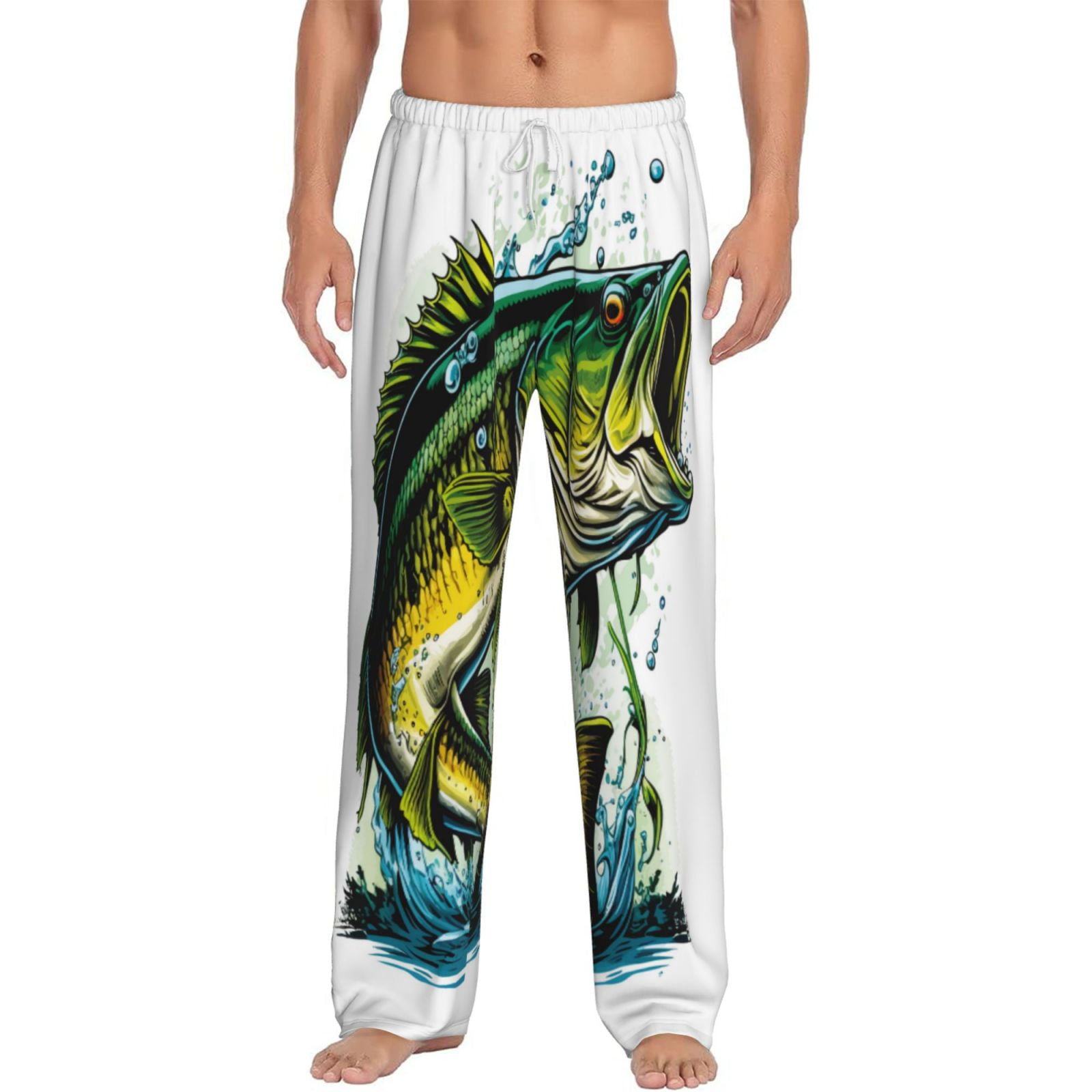 Susaid Big bass fish Print Mens Pajama Pants Set Sleep & Lounge Pants ...