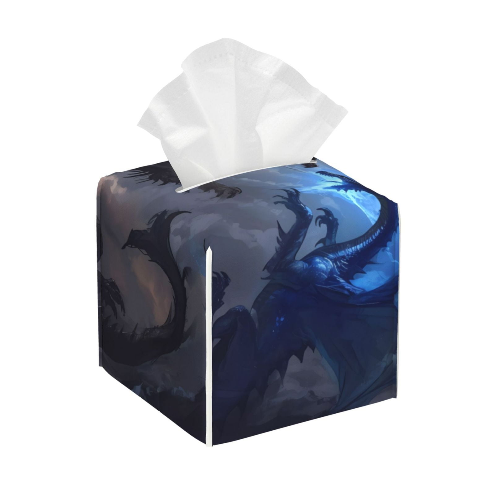 Susaid Black And Blue Lightning Dragon Print PU Leather Tissue Box ...