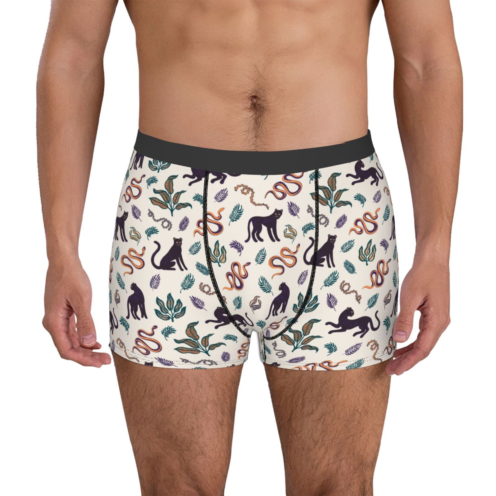 Susaid Black Cat And Snake Print Men's Mesh Boxer Briefs Cooling ...
