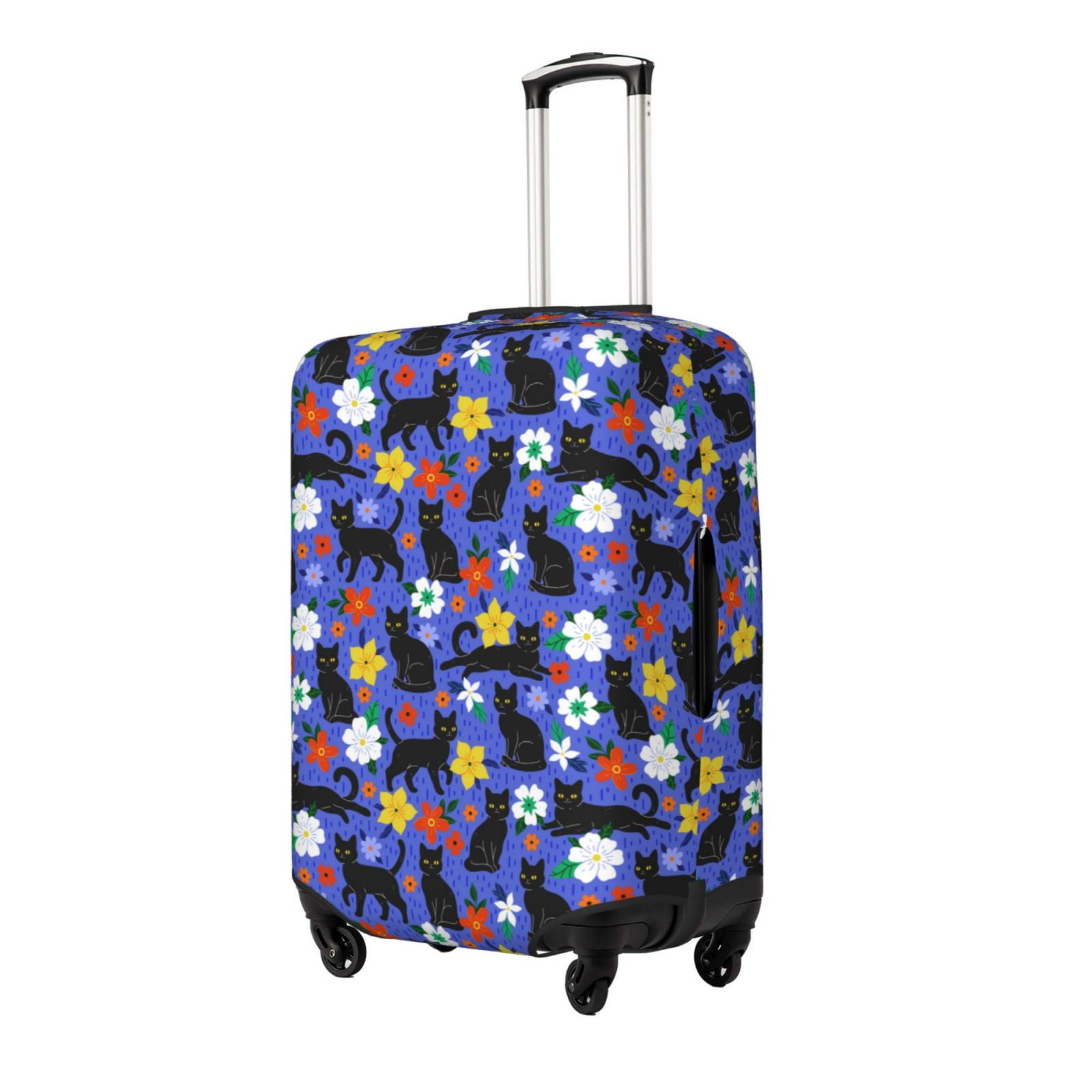 Susaid Black Cats And Flowers Print Elastic Washable Suitcase Cover ...