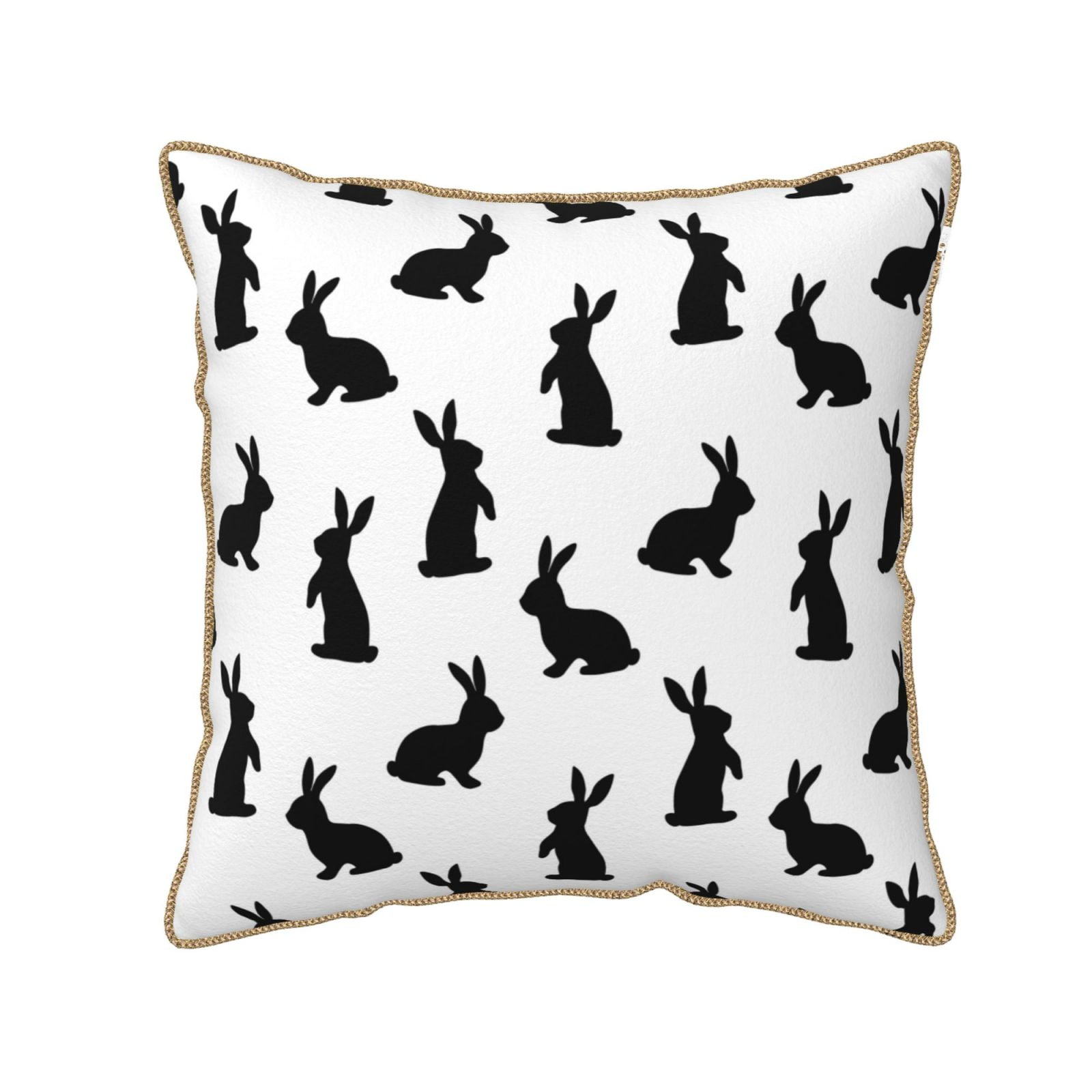 Susaid Black Rabbit Print Velvet Throw Pillow Covers Home Art Deco ...