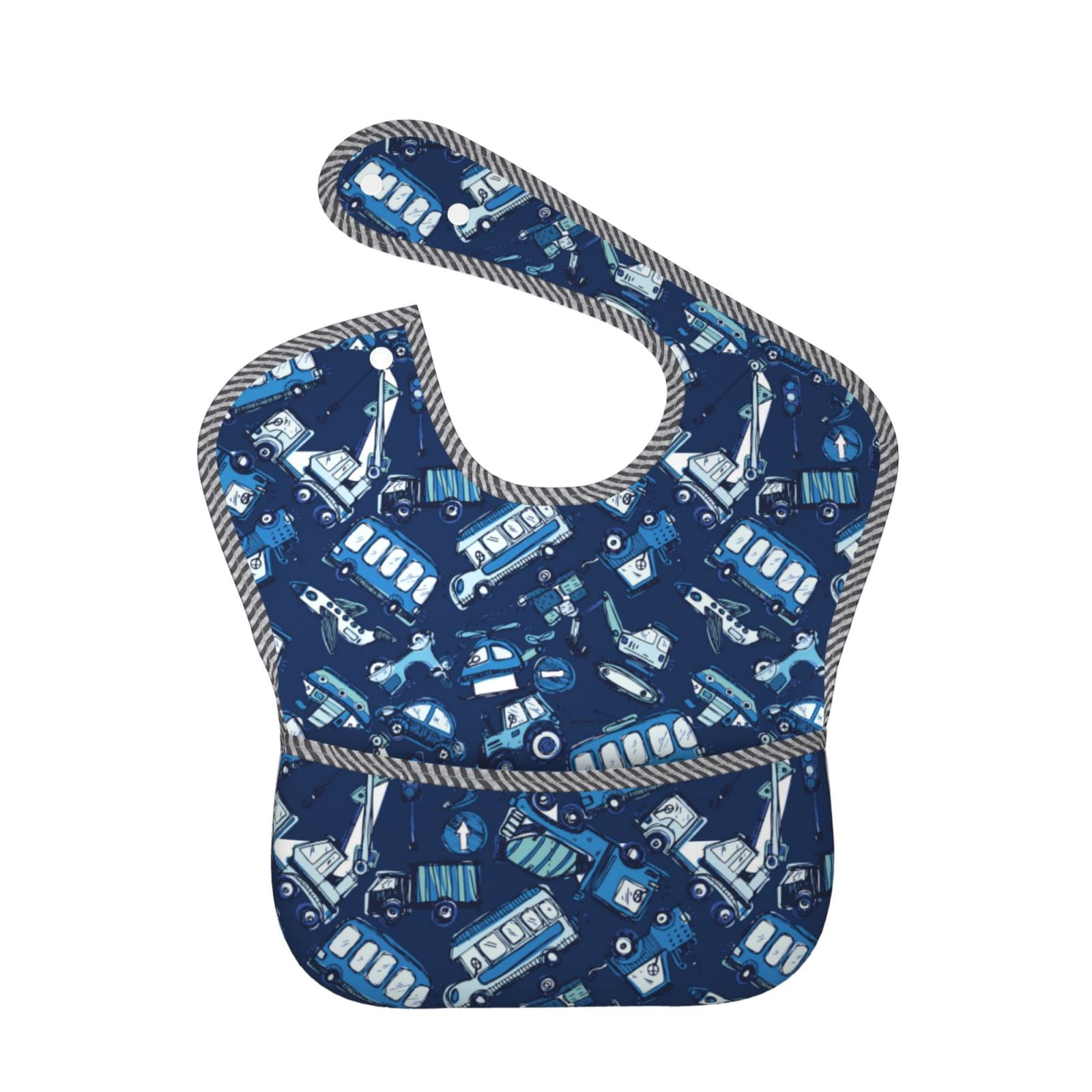 Susaid Blue Bus Print Bibs for Babies Toddlers Adjustable Waterproof ...
