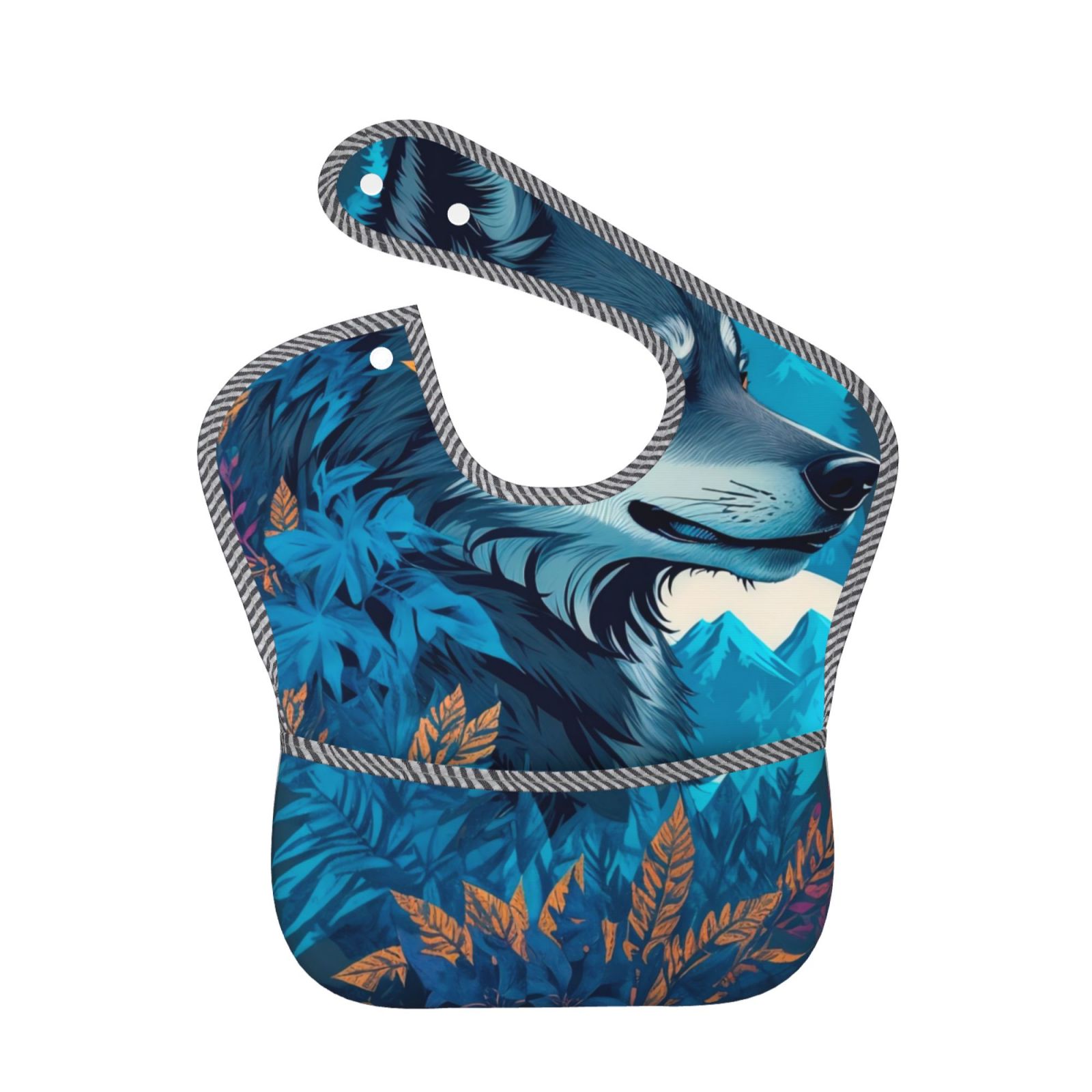 Susaid Blue Iceberg Leaf Wolf Print Bibs for Babies Toddlers Adjustable ...