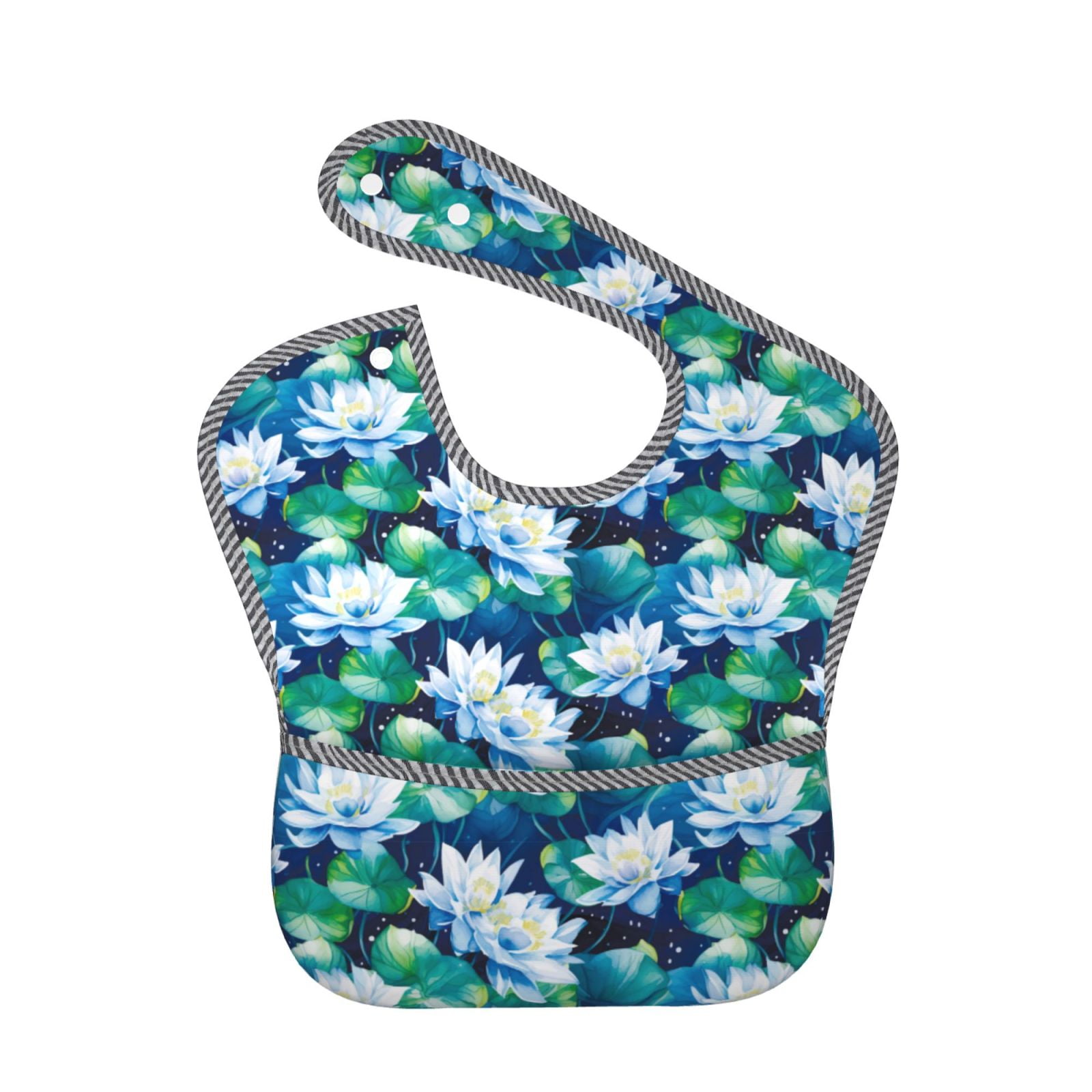 Susaid Blue Lotus Flower Print Bibs for Babies Toddlers Adjustable ...