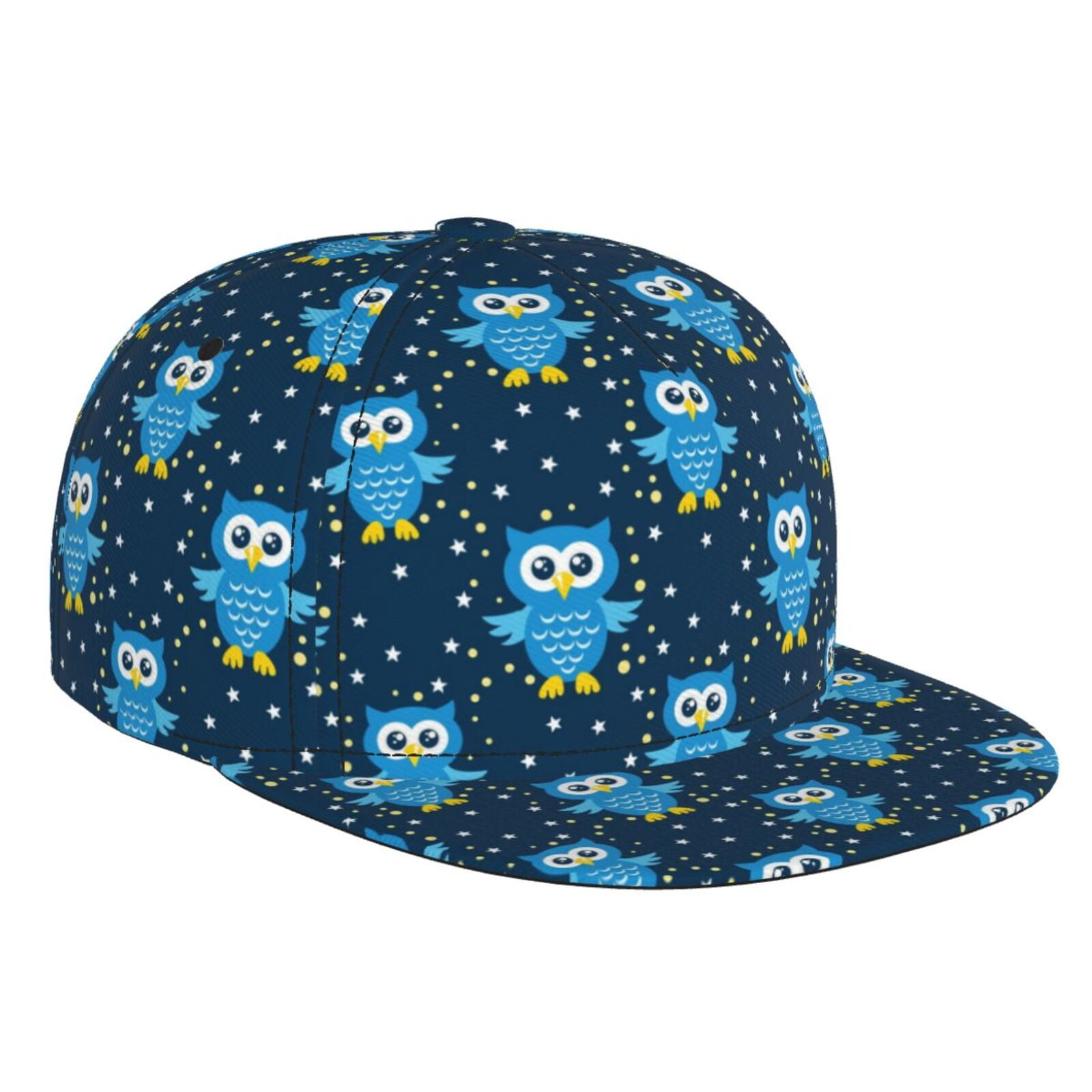 Susaid Blue Owl Print Baseball Cap Hip Hop Style Flat Visor Adjustable ...