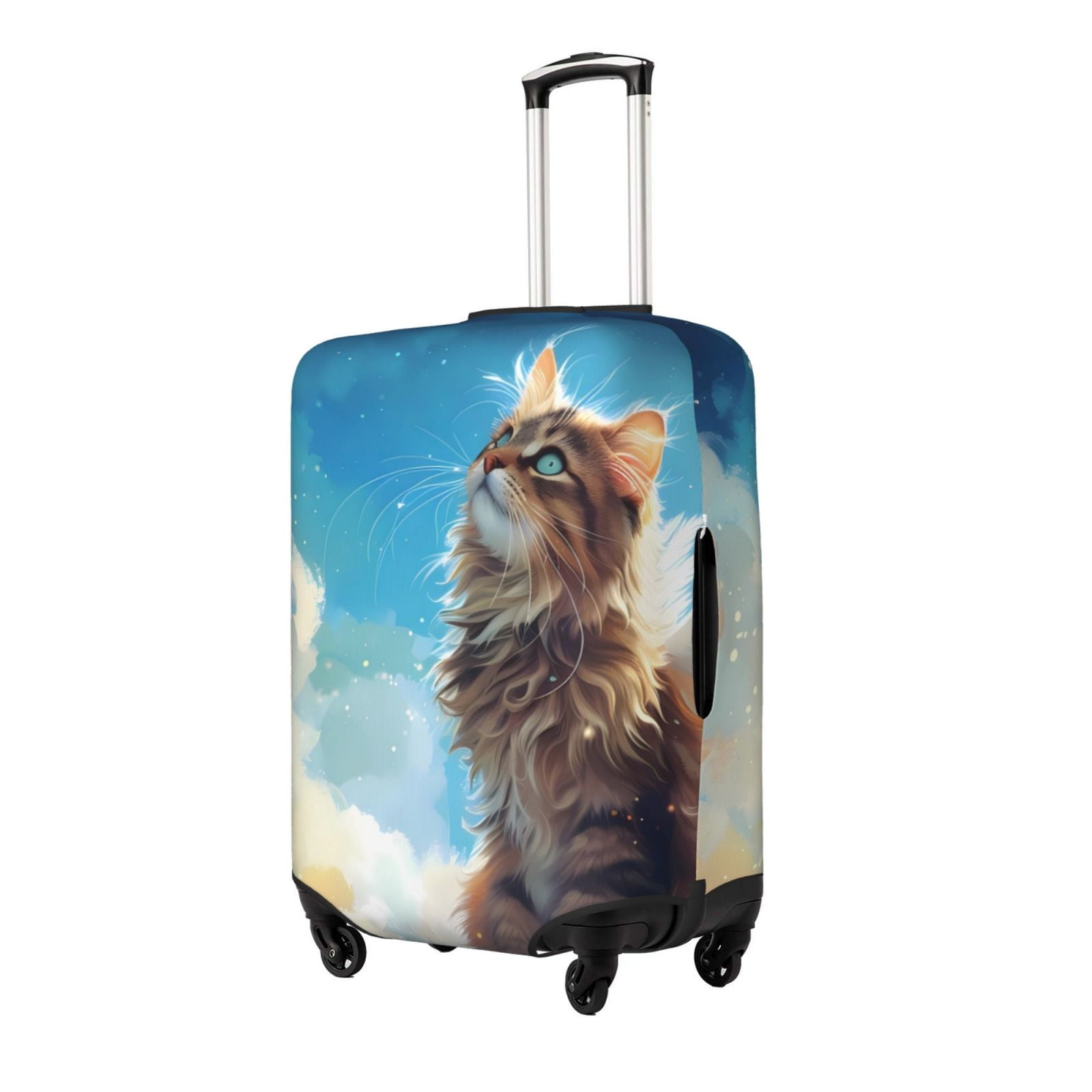 Susaid Blue Sky Winged Cat Print Elastic Washable Suitcase Cover with ...