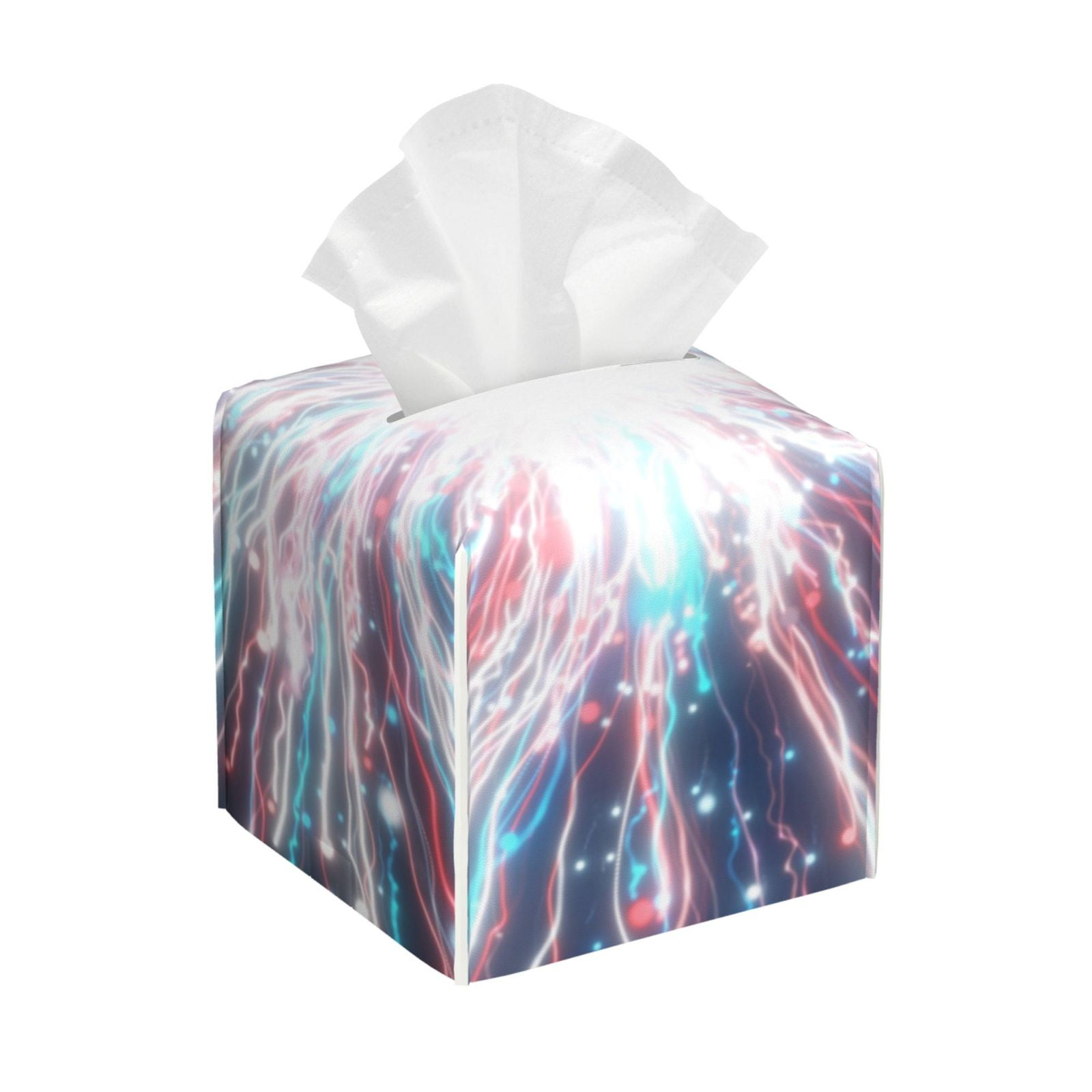 Susaid Blue Swirl Fireworks Print PU Leather Tissue Box Cover, Square ...