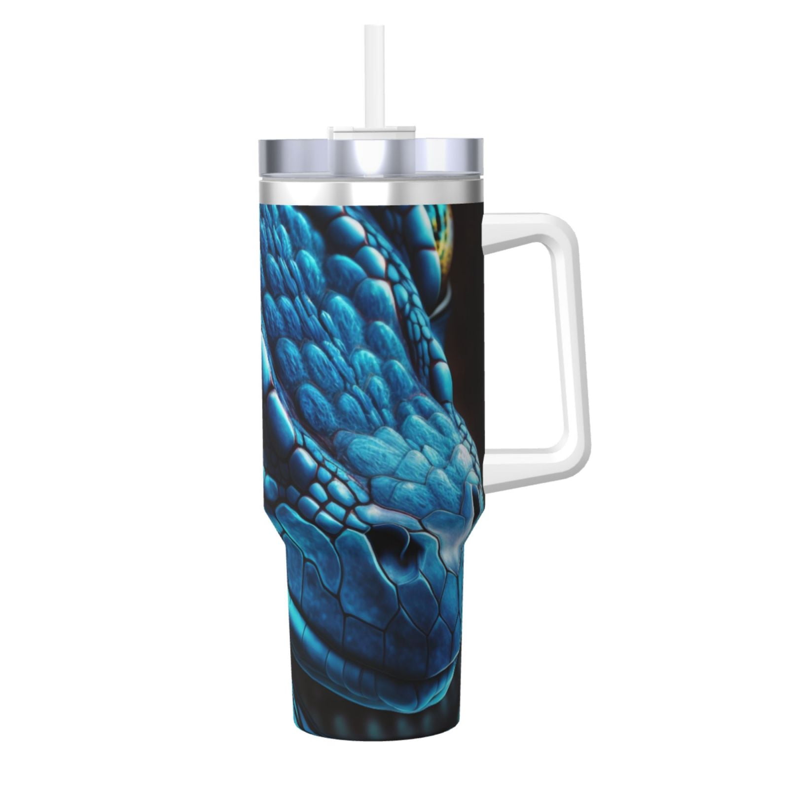 Susaid Blue Viper Snake Closeup Face Print Indoor Outdoor Straw Lid ...