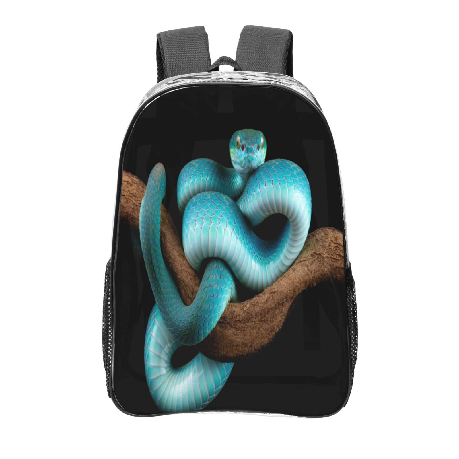 Susaid Blue Viper Snake Print Clear Backpack See Through Transparent ...