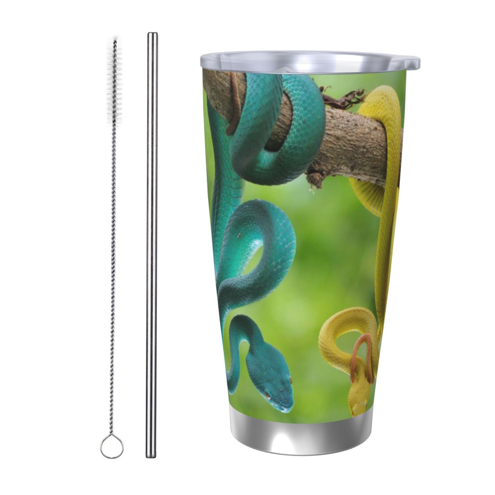 Susaid Blue Viper And Yellow Viper Snake Print 20oz Car Cup,Insulated ...