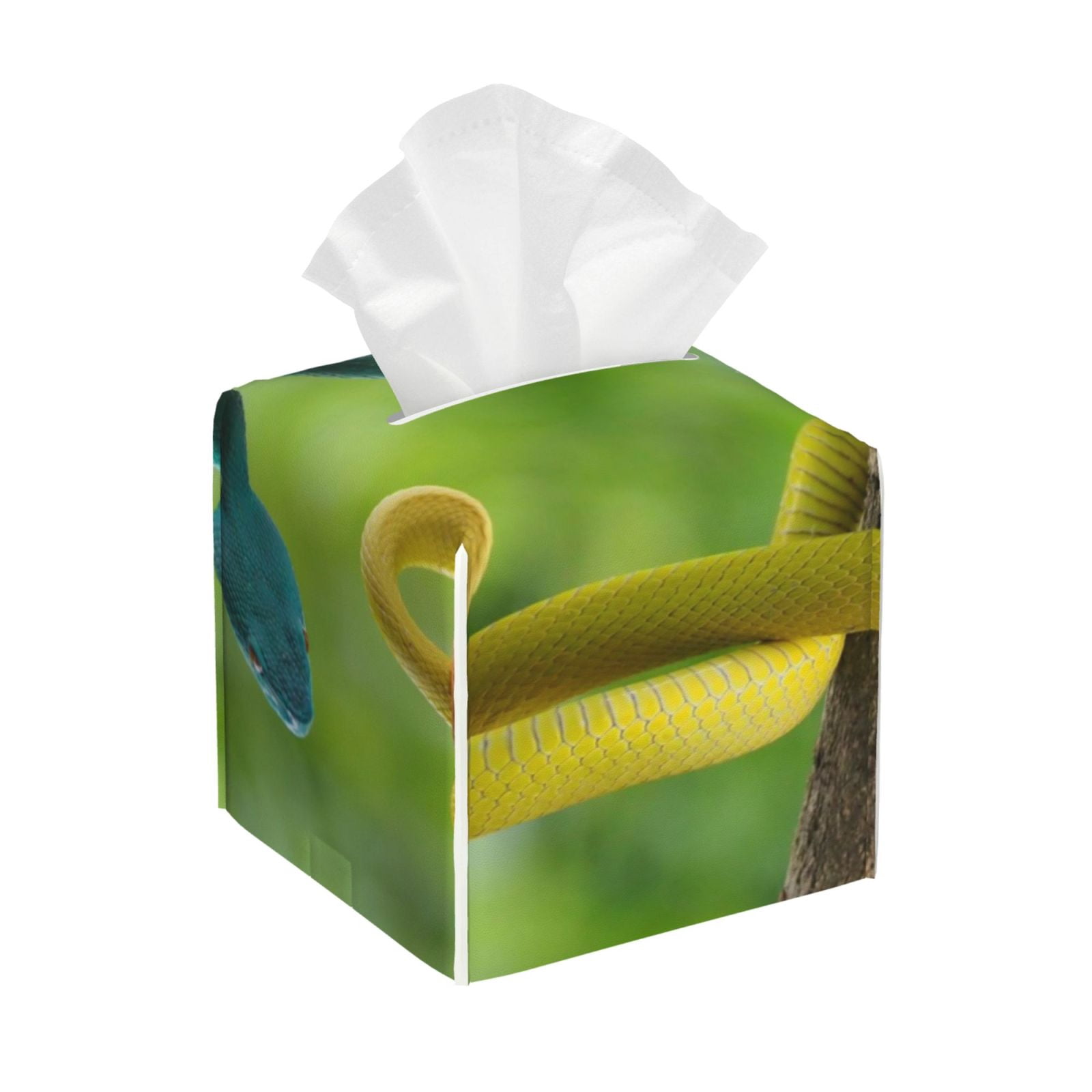 Susaid Blue Viper And Yellow Viper Snake Print PU Leather Tissue Box ...