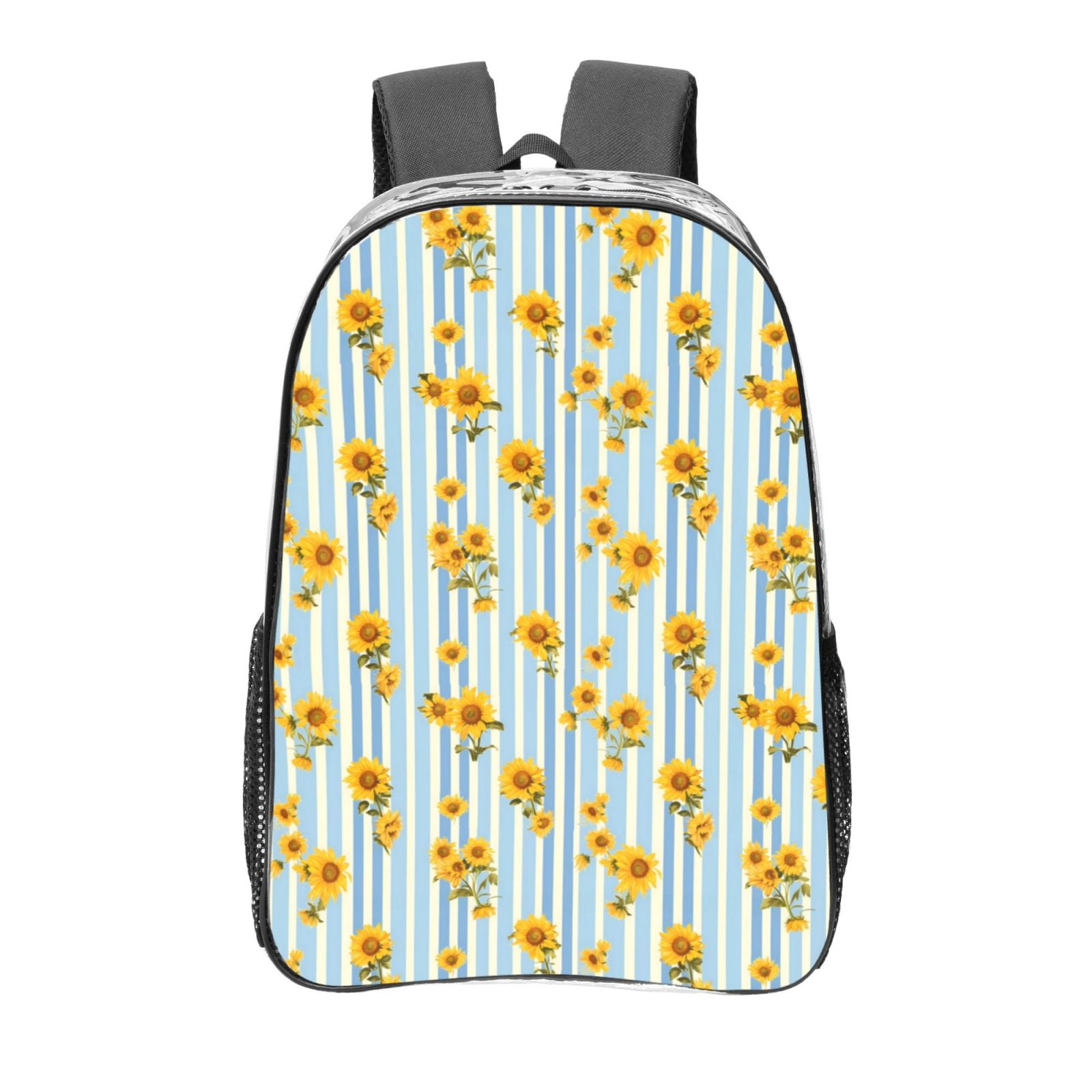 Susaid Blue White Striped Sunflower Print Clear Backpack See Through ...