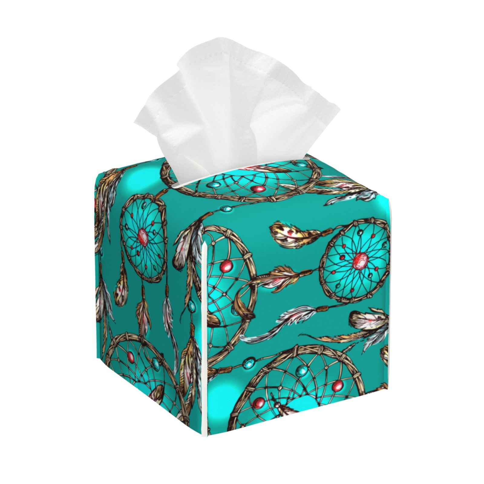 Susaid Boho Dreamcatcher Print PU Leather Tissue Box Cover, Square ...