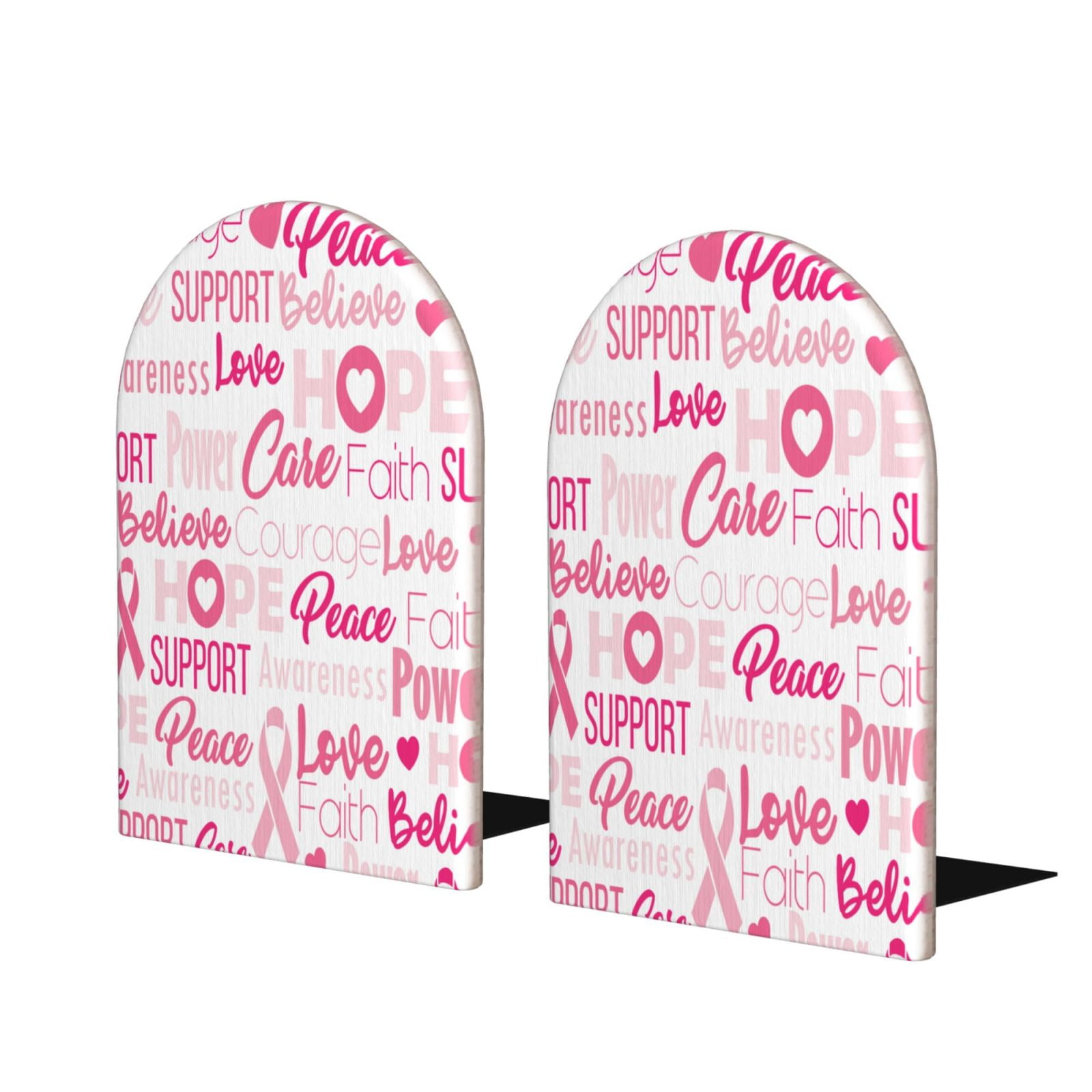 Susaid Breast Cancer Ribbons Awareness (2) Print Wooden Bookends ...