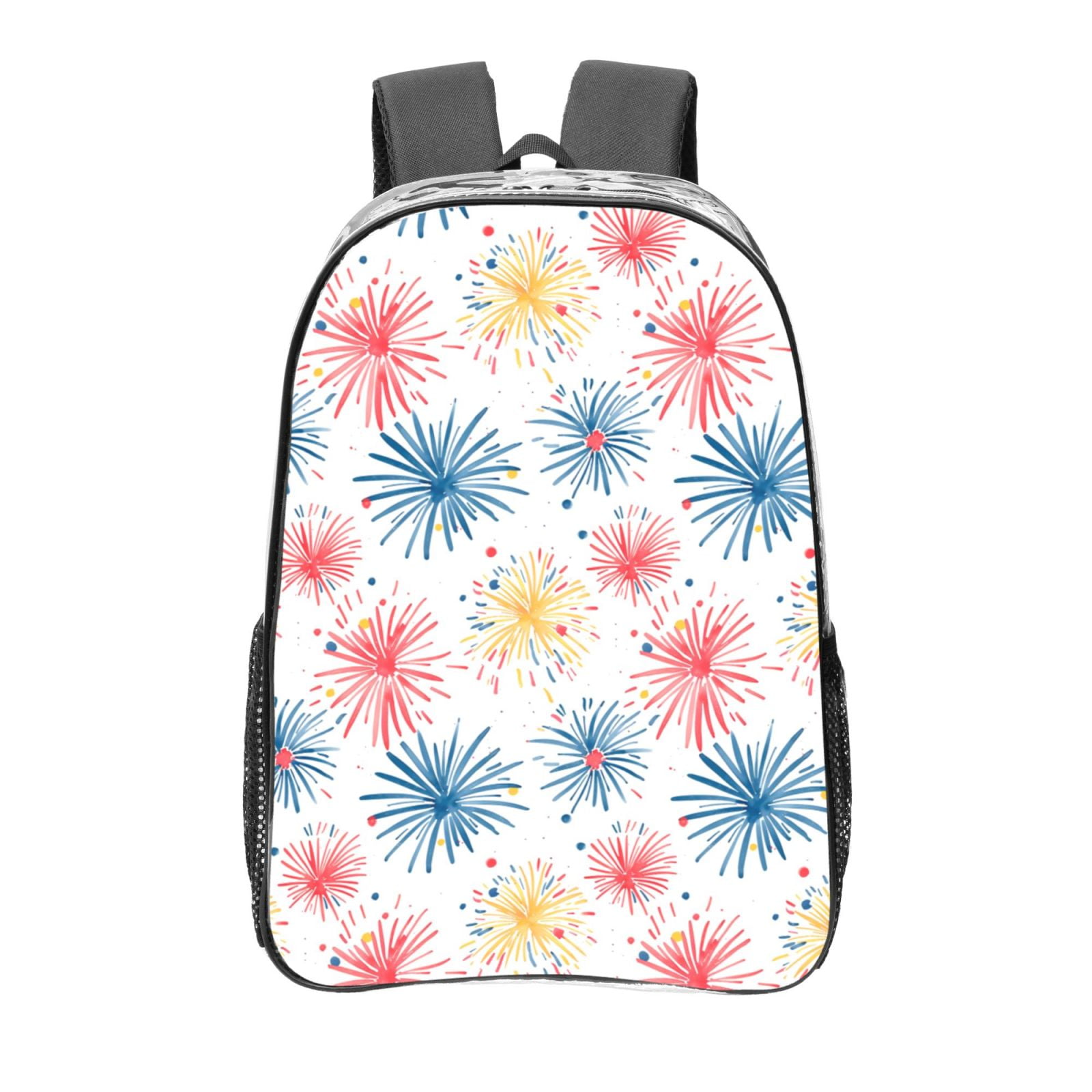 Susaid Bright Colorful Fireworks Print Clear Backpack See Through ...