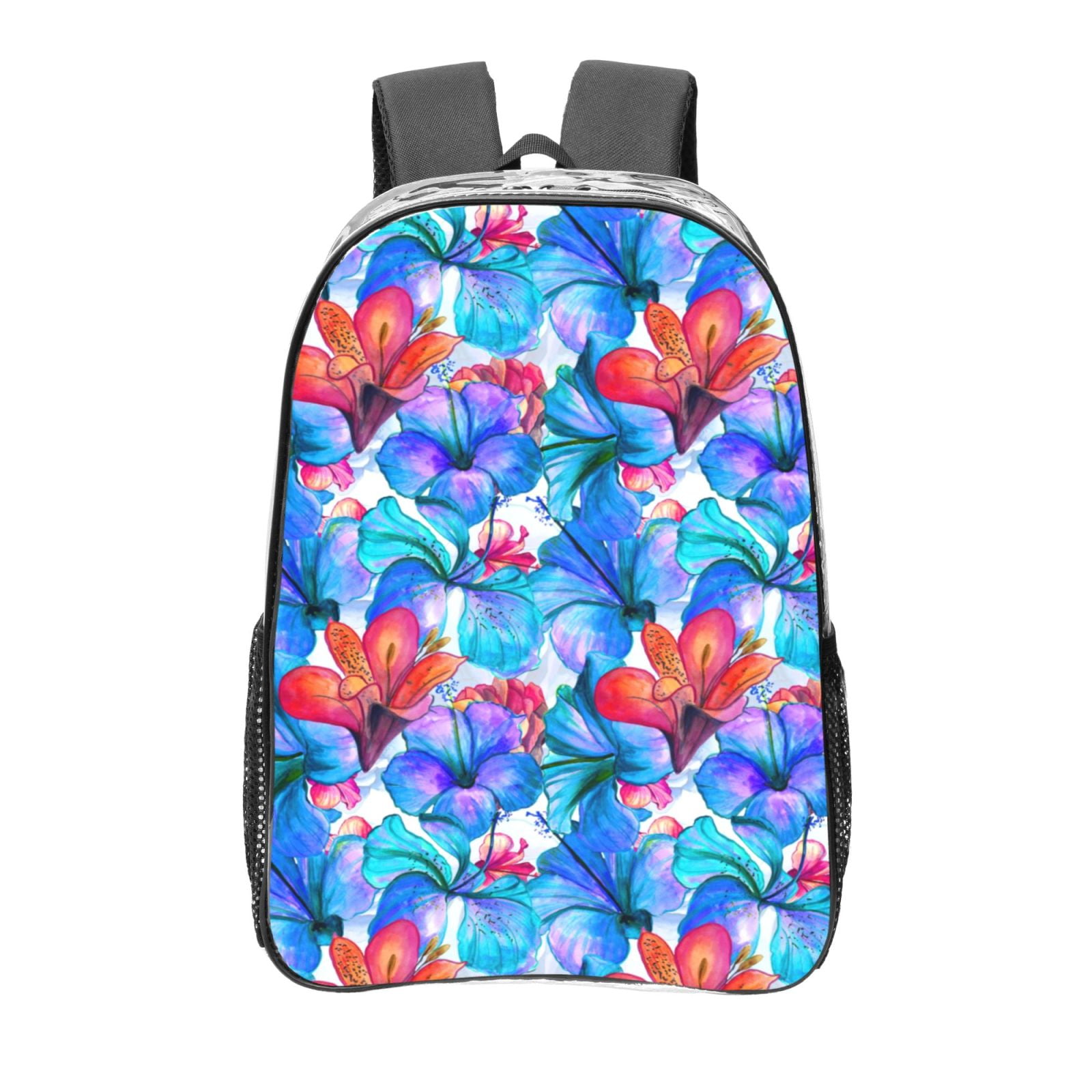 Susaid Bright Flowers Print Clear Backpack See Through Transparent ...