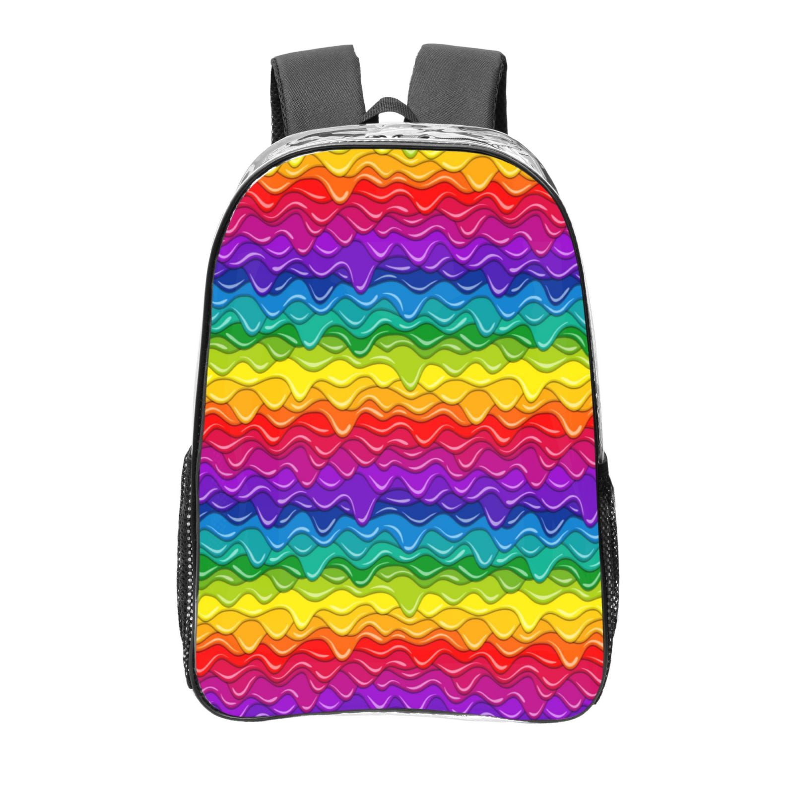 Susaid Bright Rainbow Print Clear Backpack See Through Transparent ...