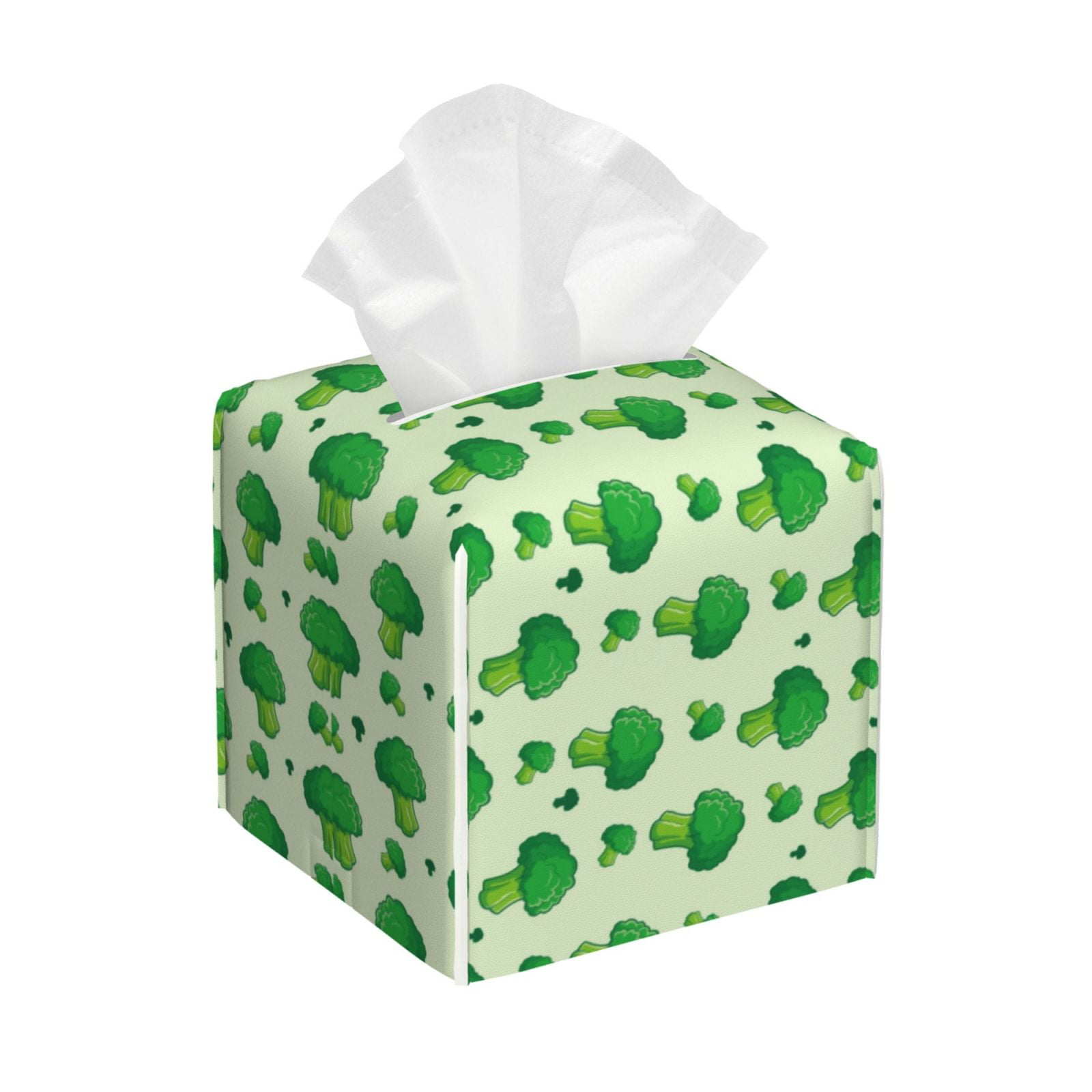 Susaid Broccoli 1 Print PU Leather Tissue Box Cover, Square Decorative ...