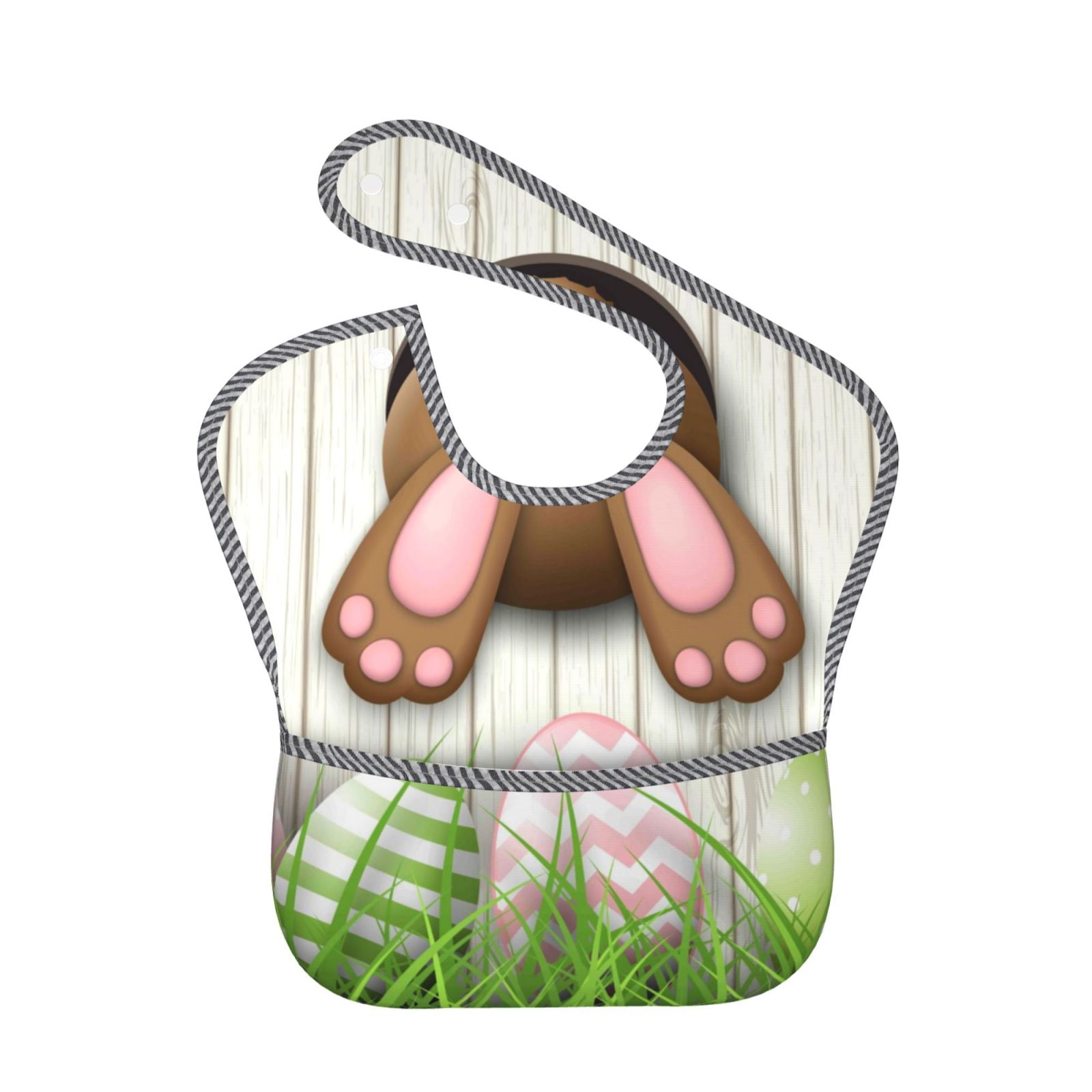 Susaid Brown Bunny Print Bibs for Babies Toddlers Adjustable Waterproof ...