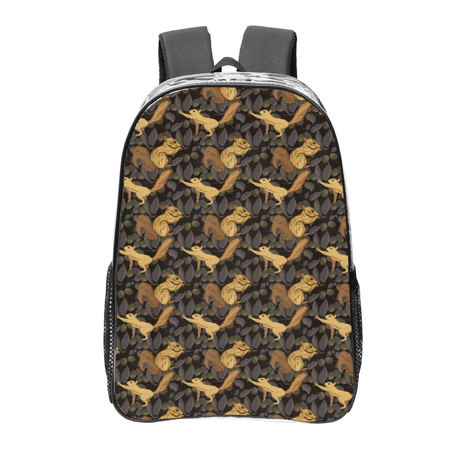 Susaid Brown Squirrel with Plants Print Clear Backpack See Through ...