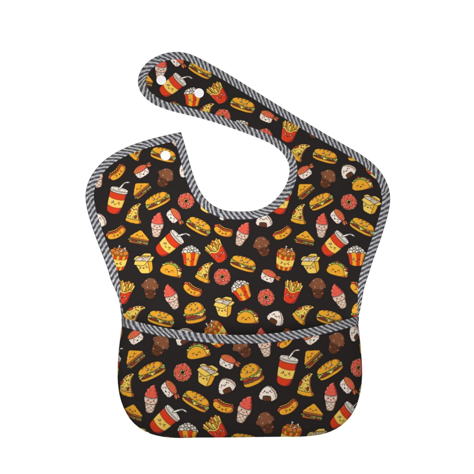 Susaid Burger Fries Print Bibs for Babies Toddlers Adjustable ...