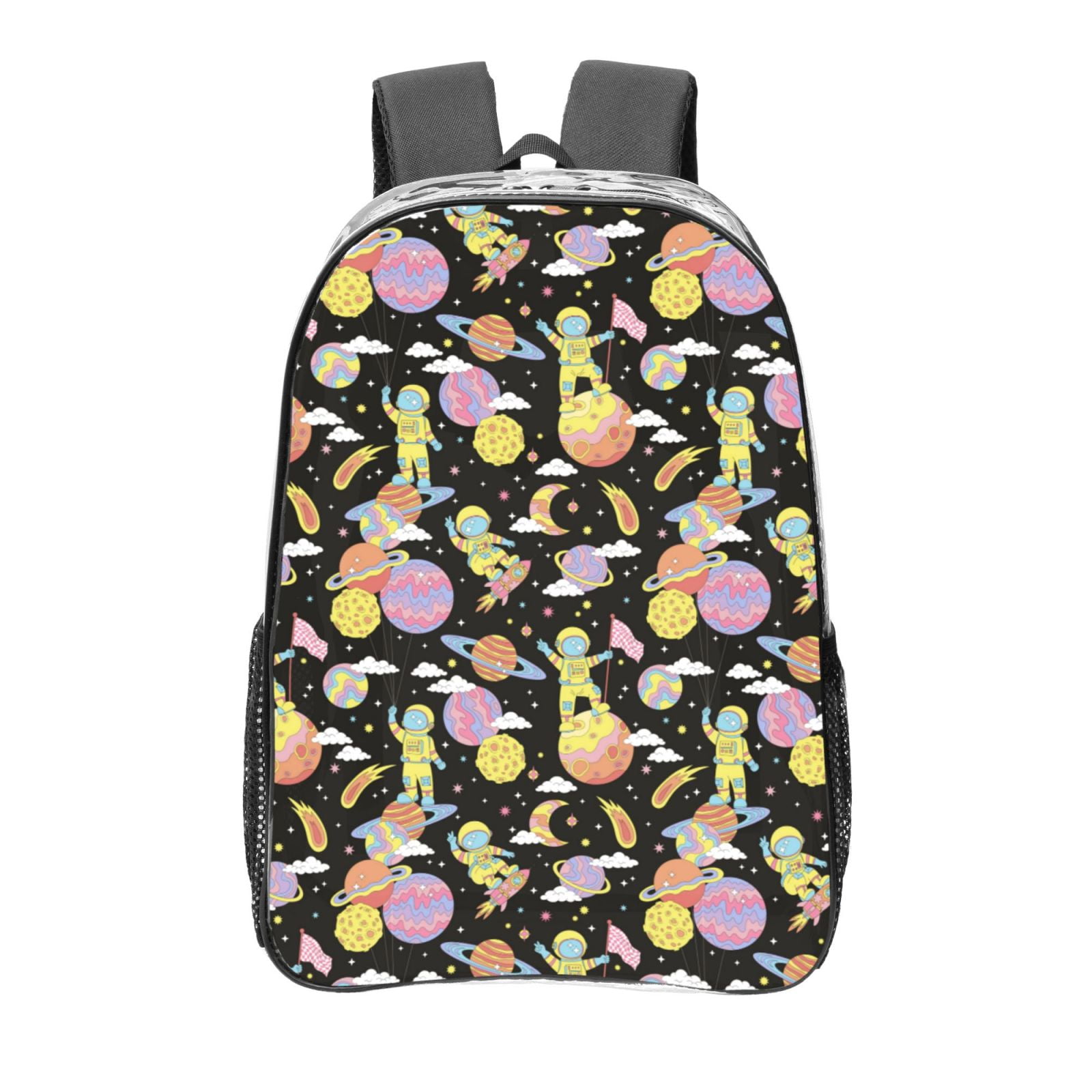 Susaid Cartoon Astronaut In Spacesuit Print Clear Backpack See Through ...
